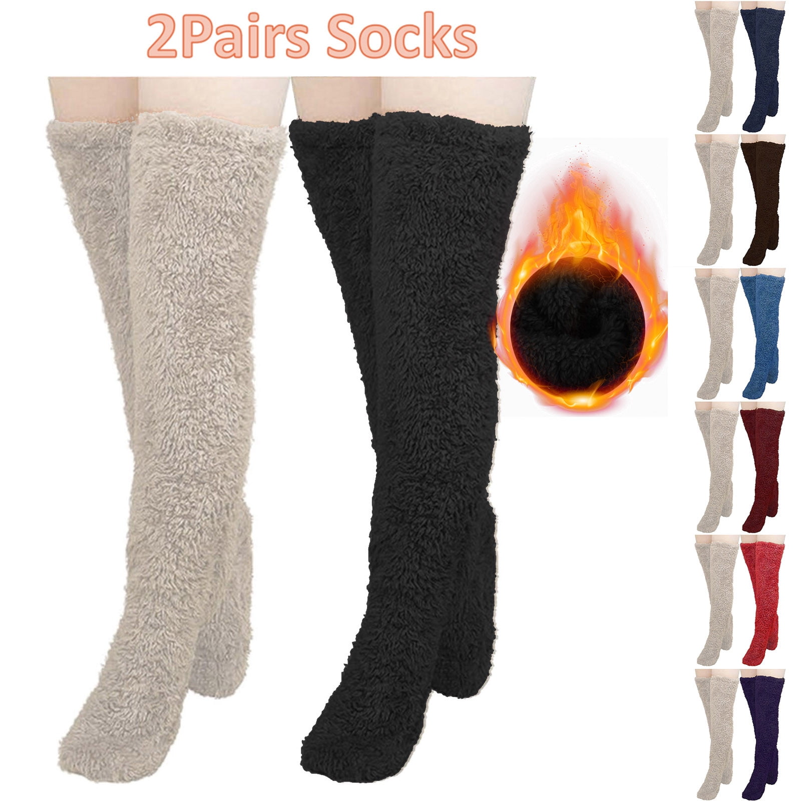 Lovskoo Teddy Legs Fuzzy Socks Over Knee Winter Leg Warmers Plush ...