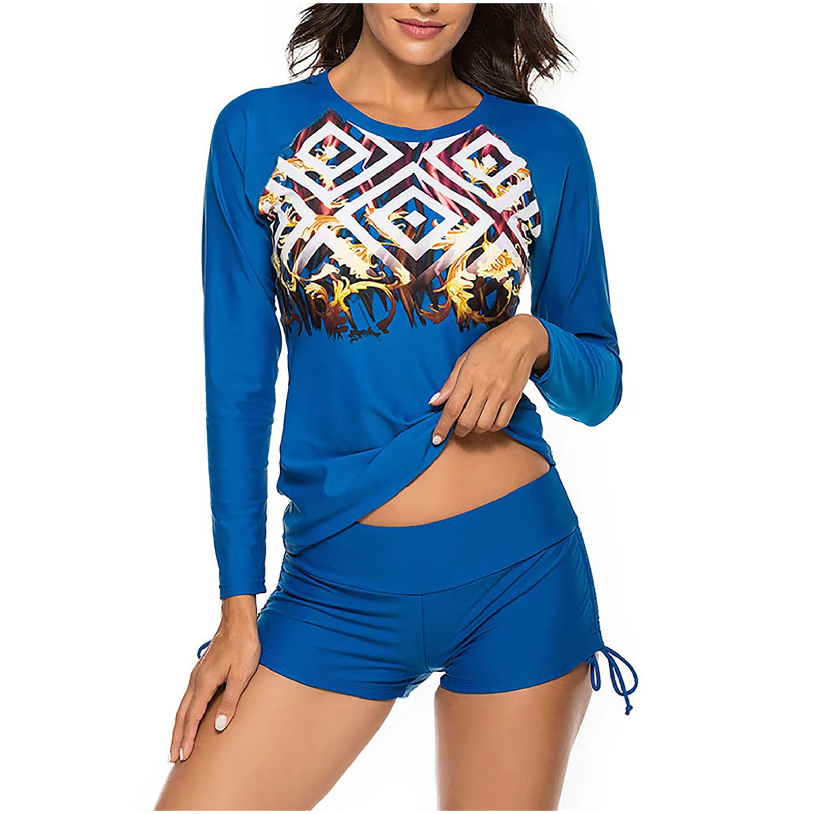 Lovskoo Two Piece Swim Suits for Women 2024 Rash Guard Long Sleeve ...