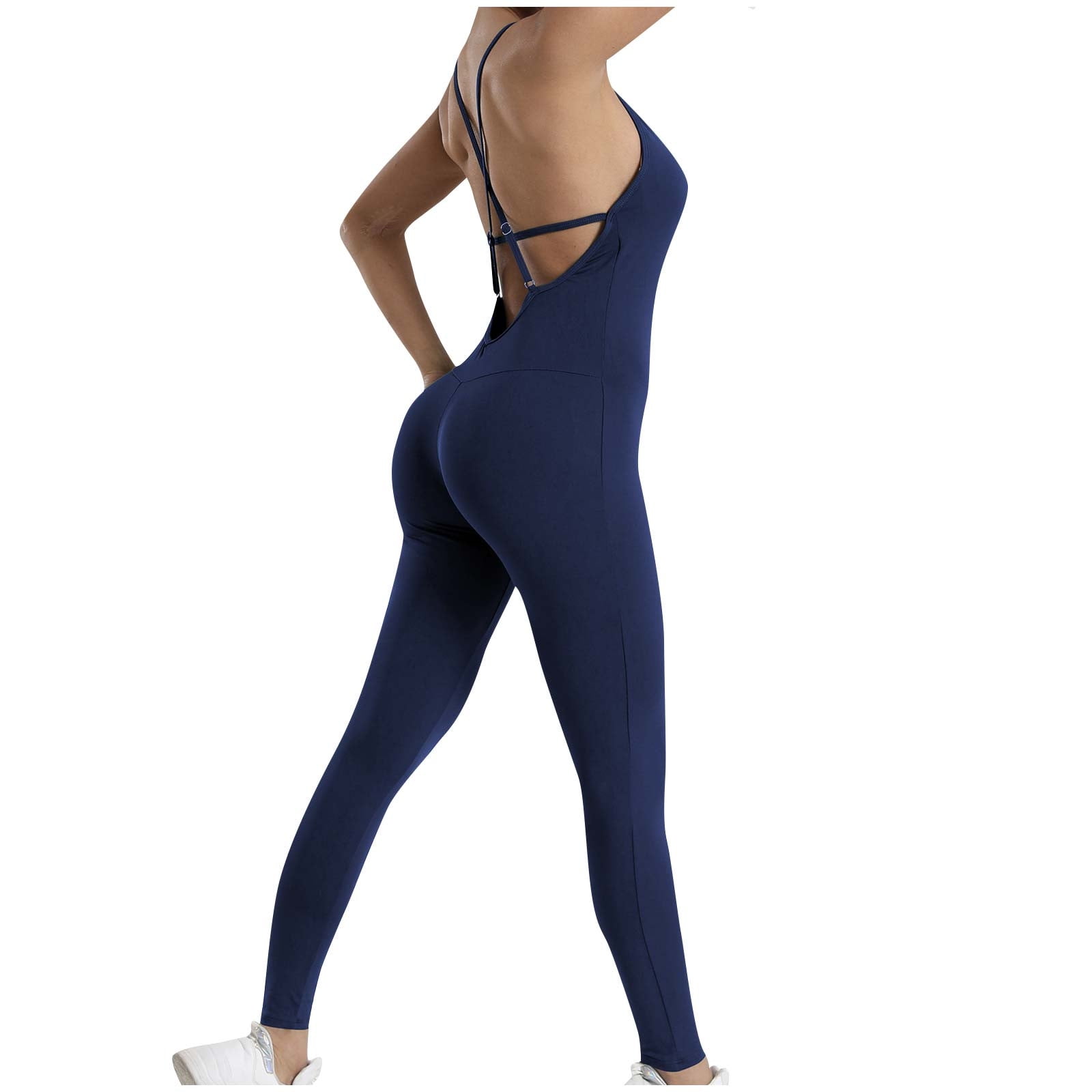 Lovskoo Women 2024 Seamless Backless Jumpsuits Scrunch Butt One Piece