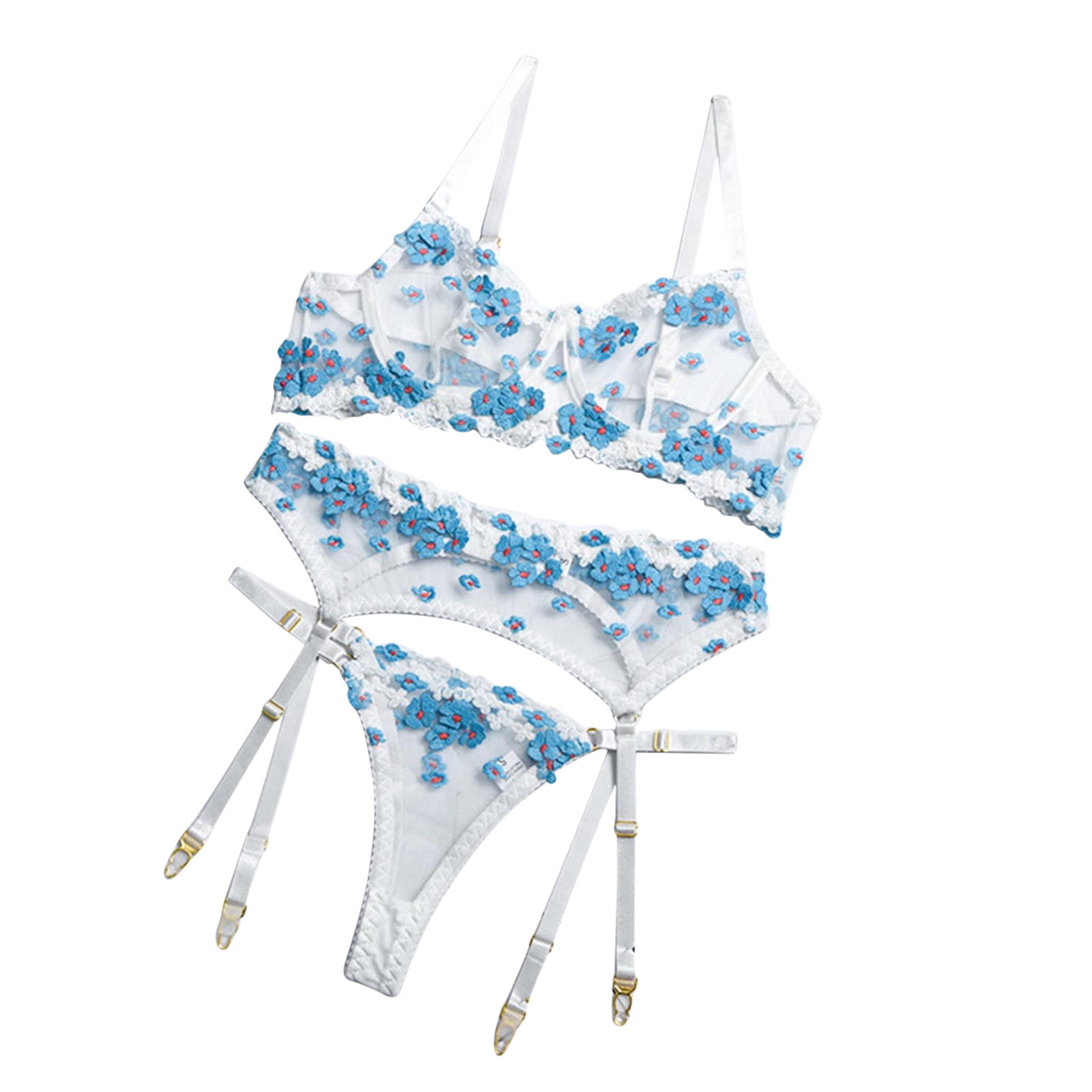 Lovskoo Women Bra And Panty Set Lingerie With Garter Belt Erotic