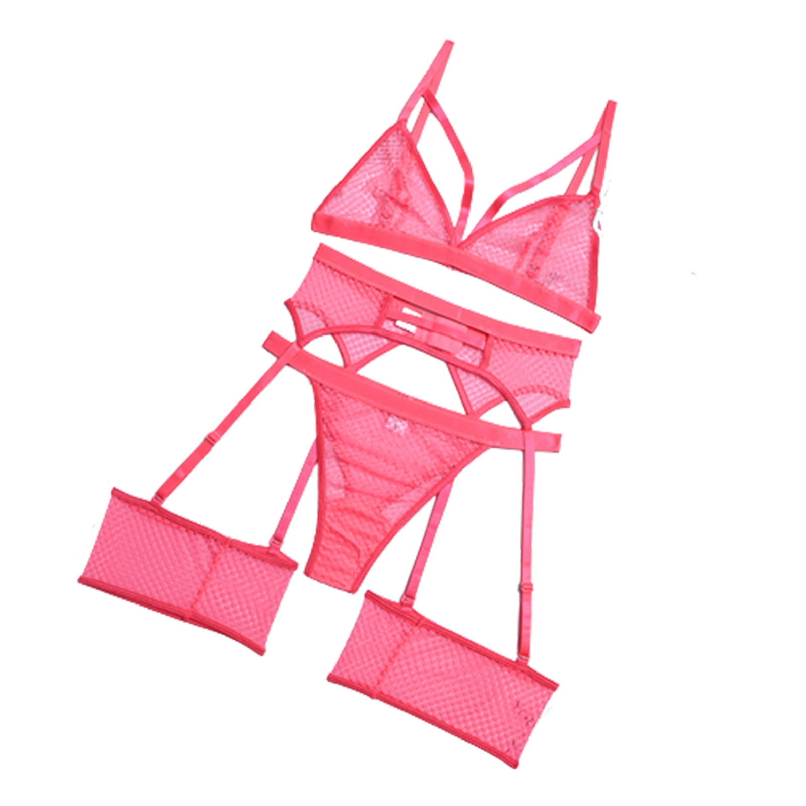 Lovskoo Women Bra And Panty Set See Through Lingerie With Garter Belt