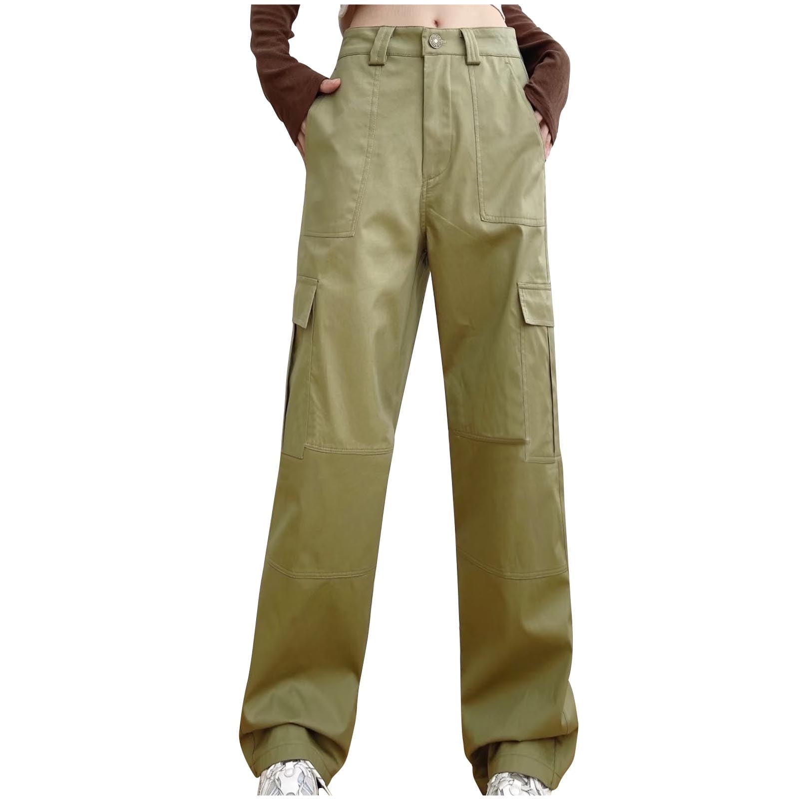 Lovskoo Women High Waisted Cargo Pants Wide Leg Casual Pants 6 Pockets ...