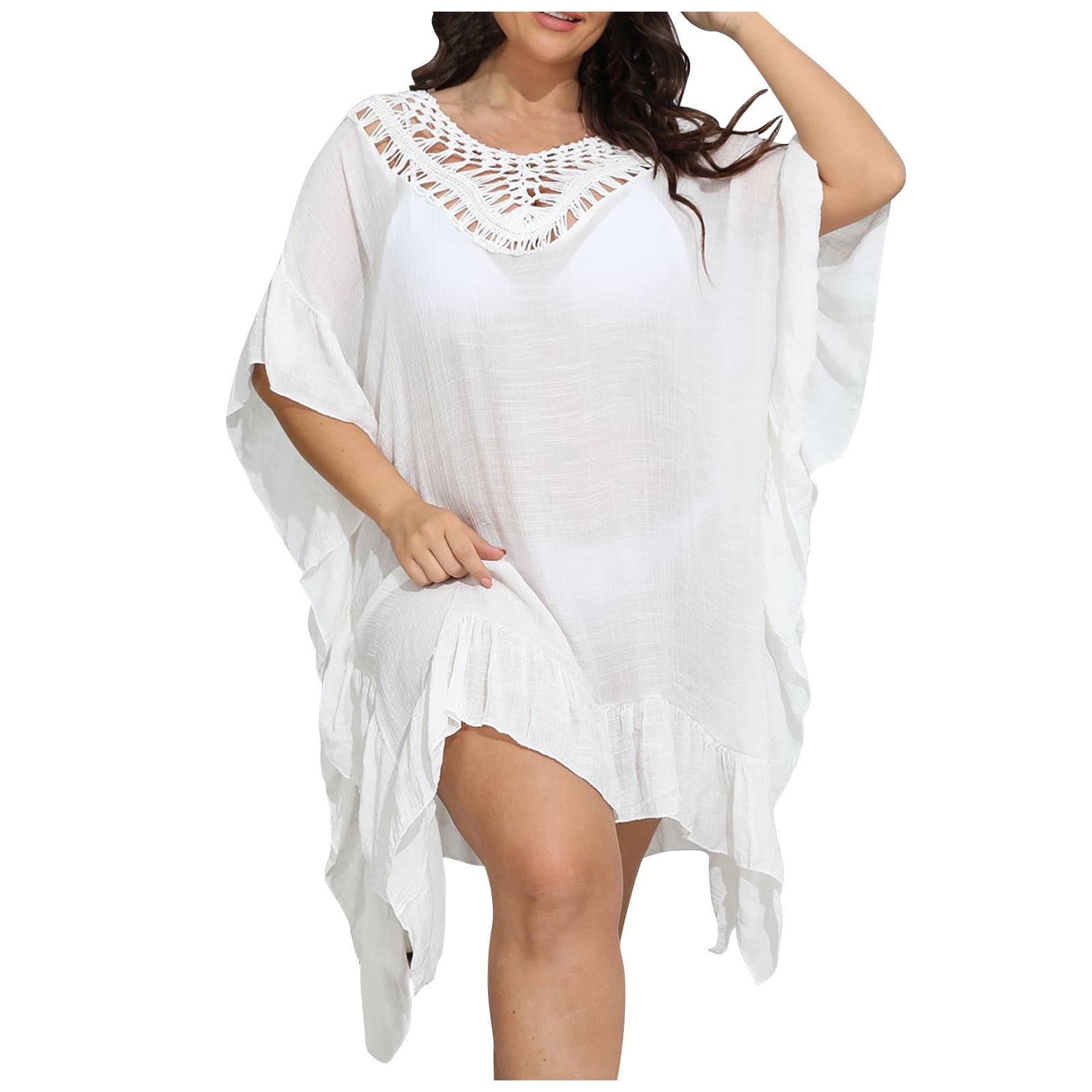 Lovskoo Women's 2024 Solid Color Plus Size Bathing Suit Cover Up for ...