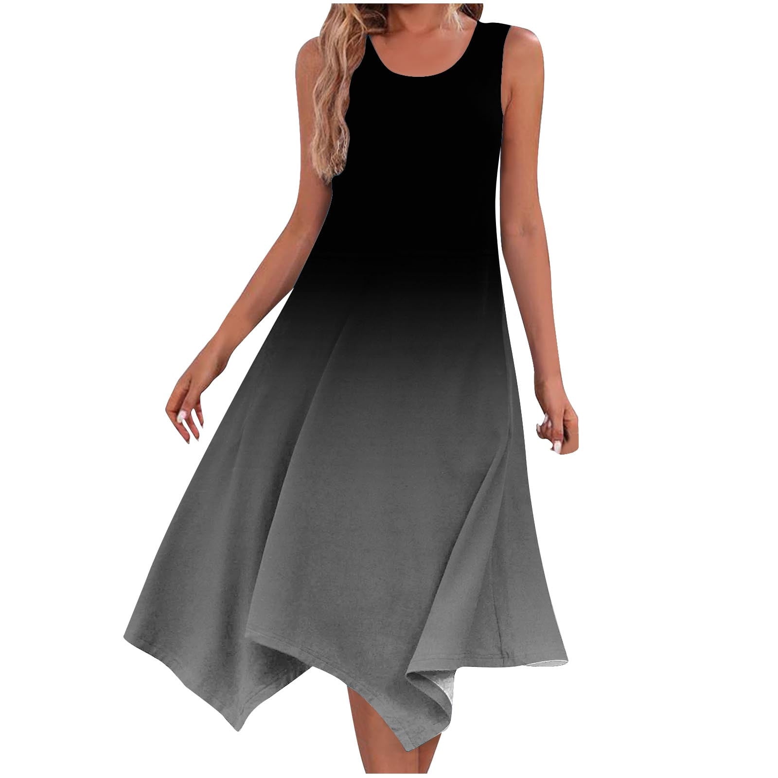 Lovskoo Women's Casual Summer Dress Gradient Color Sleeveless Sundress ...