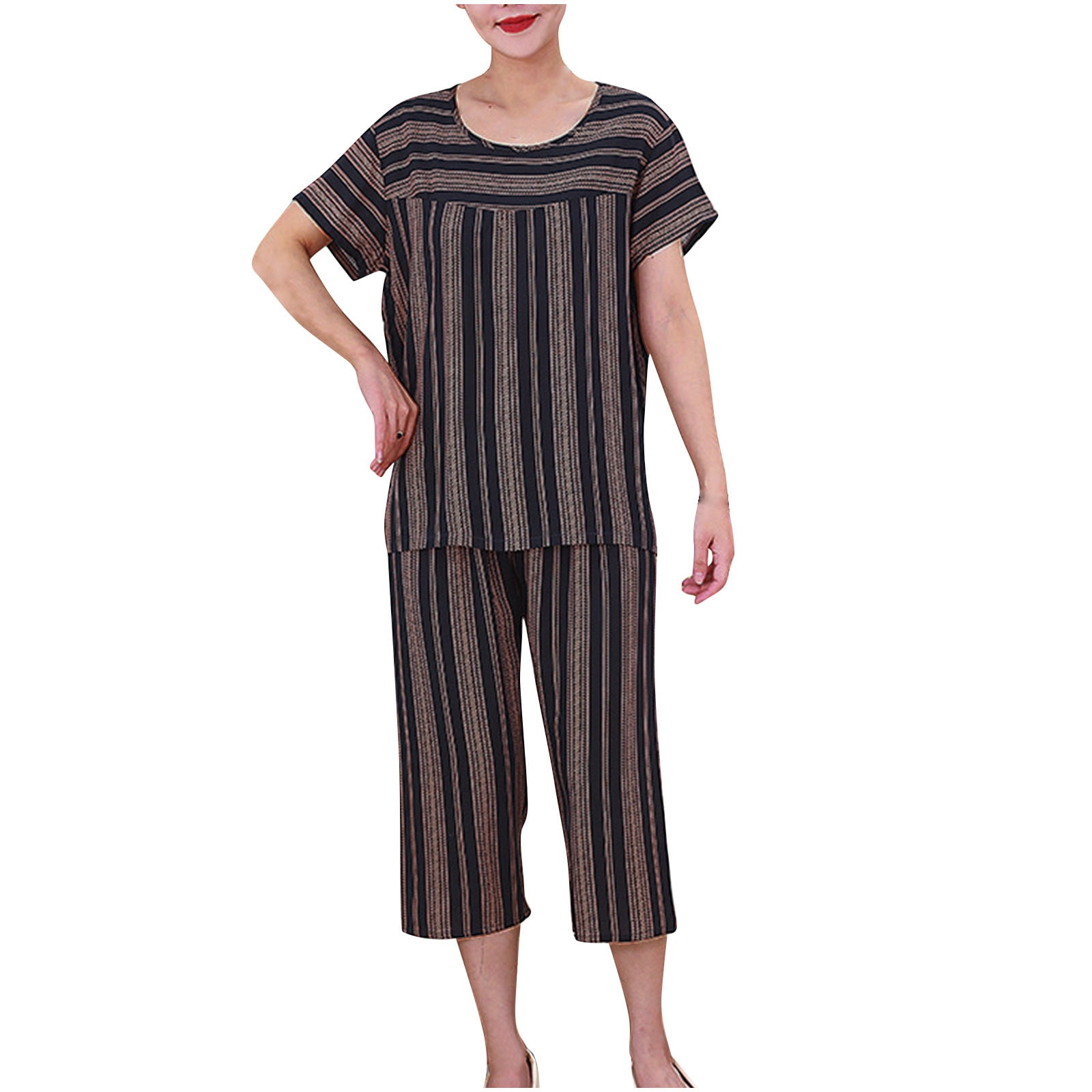 Lovskoo Women's Cotton Plus Size Sleepwear Capri Pajama Sets Short ...