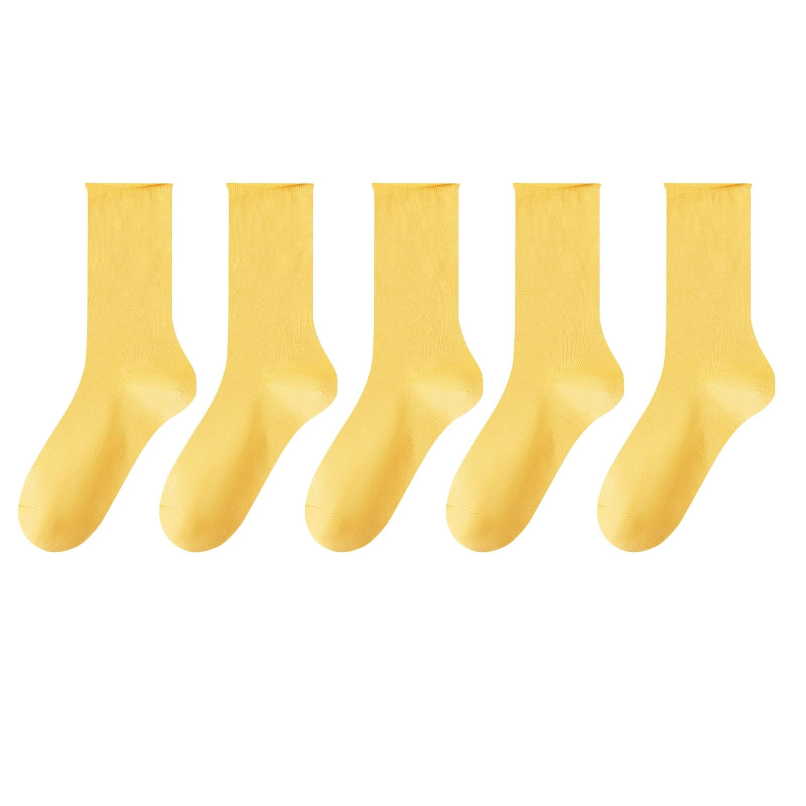 Lovskoo Women's Crew Socks Casual Cotton Mid-Calf Solid Color Socks ...