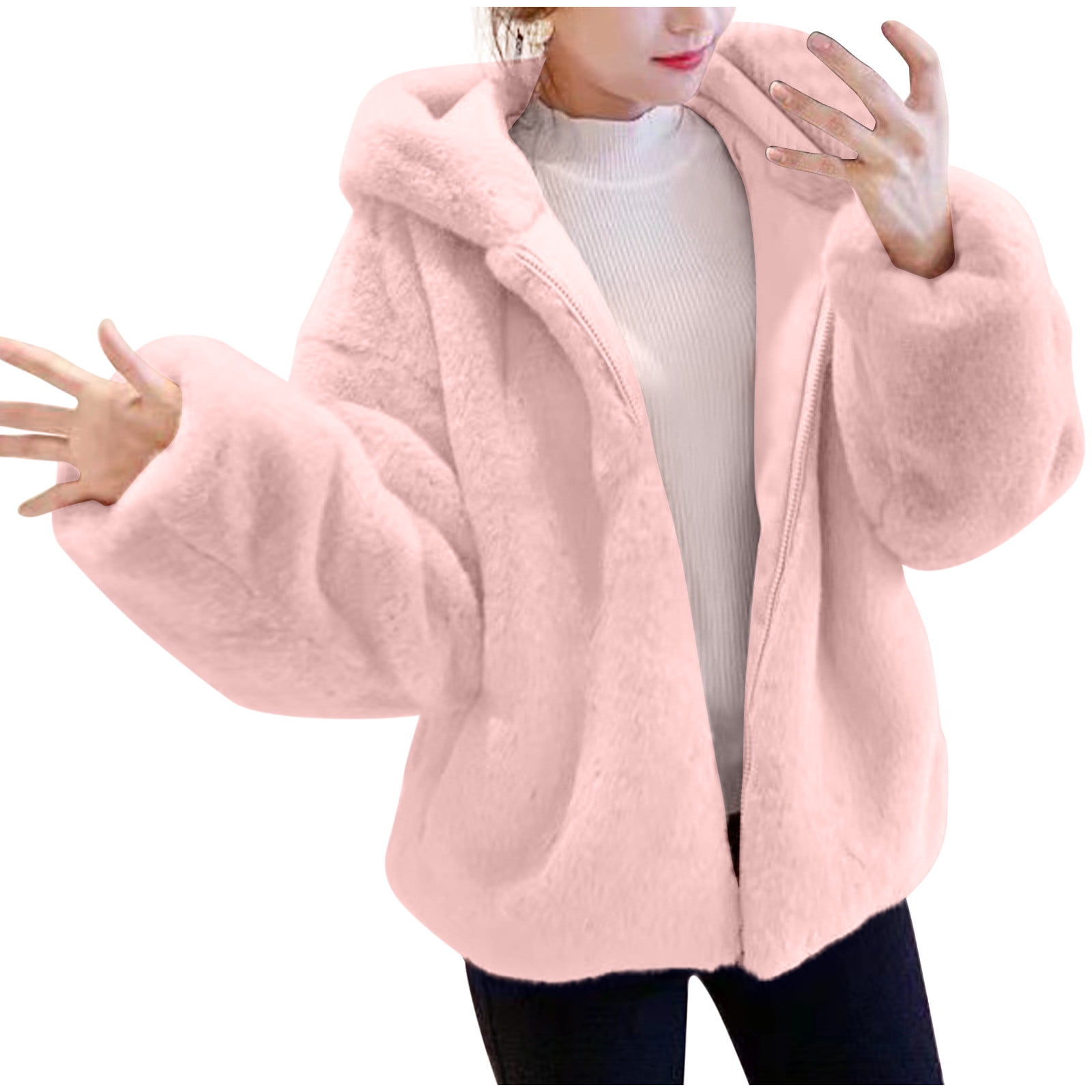 Lovskoo Women's Faux Fur Fleece Coat Spring and Winter Trendy Thick ...