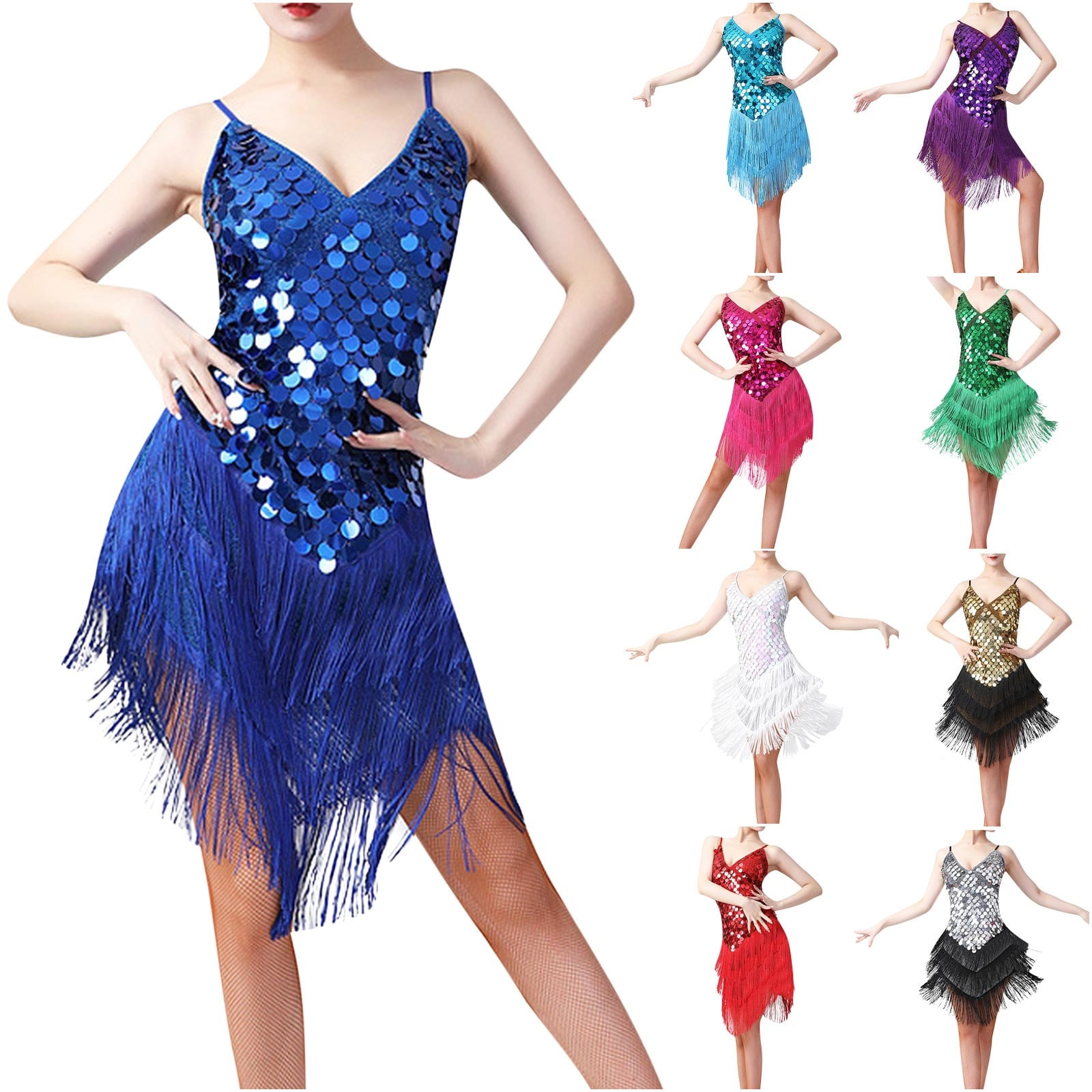 Lovskoo Women's Flapper Dress 1920S Sequin Tassel Latin Party Cocktail ...