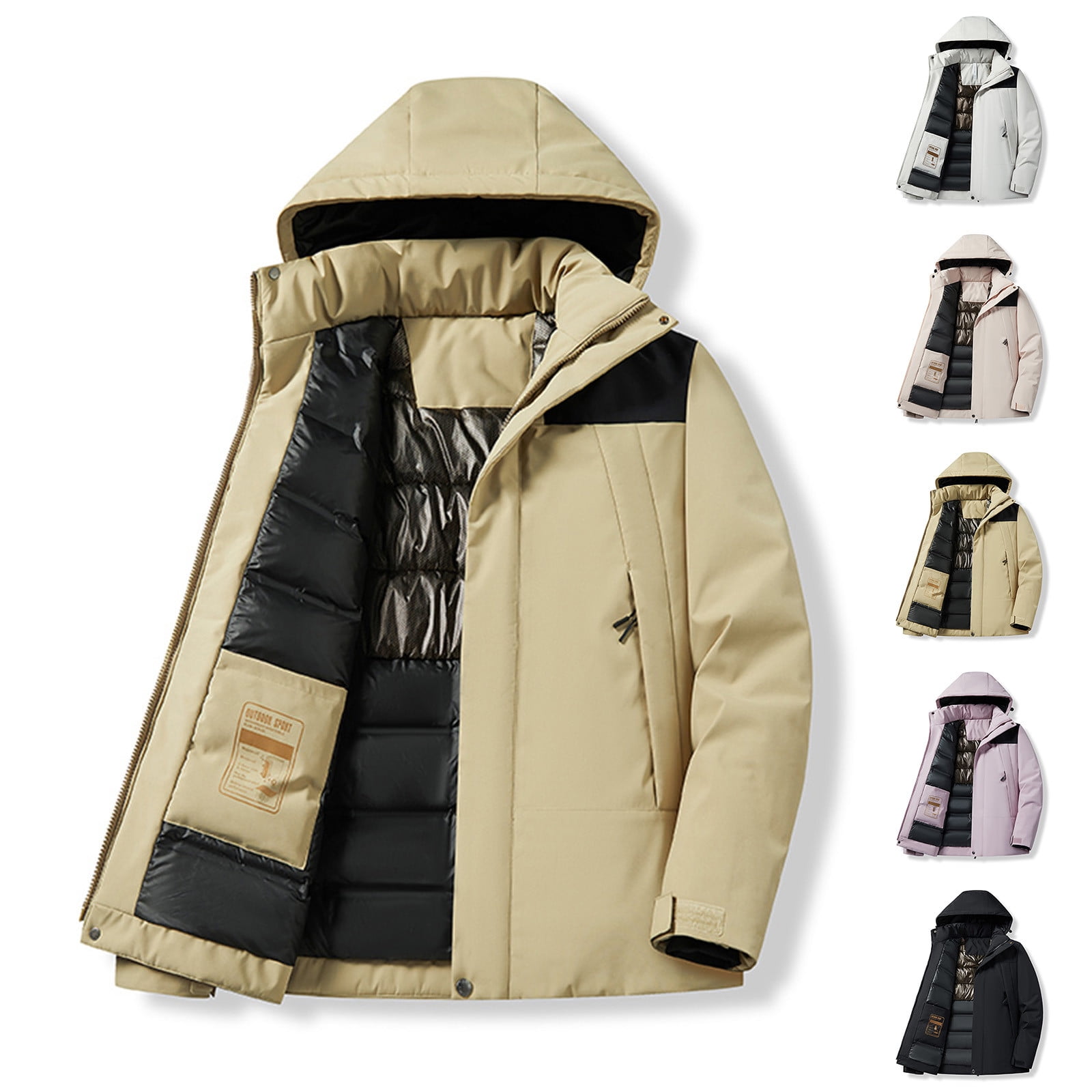 Lovskoo Women's Rain Jacket Hooded Technical Fleece Lined Casual ...