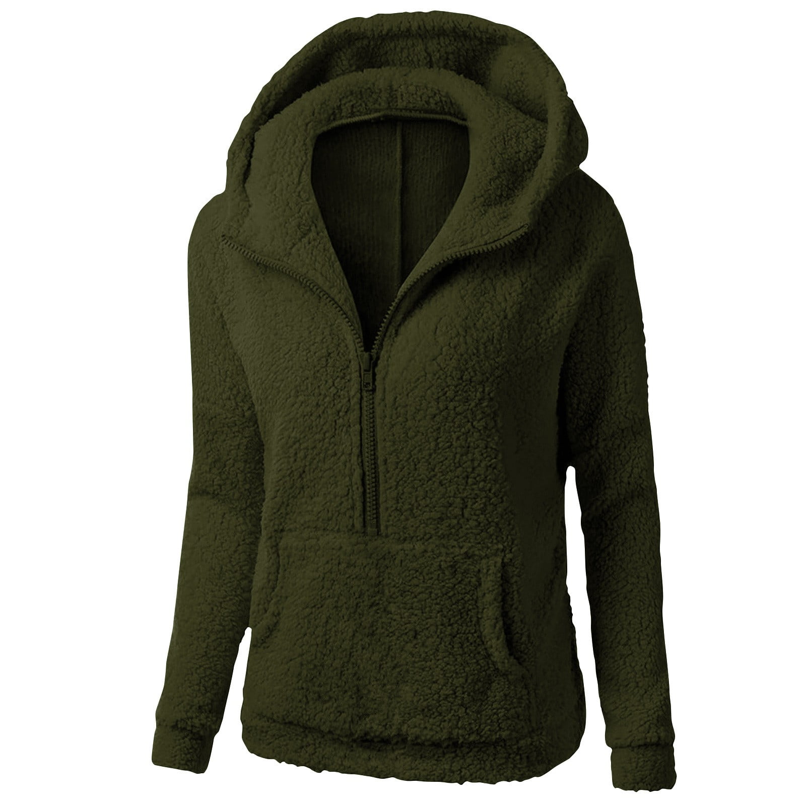 Lovskoo Women's Sherpa Pullover Quarter Zip Solid Color Long Sleeve ...