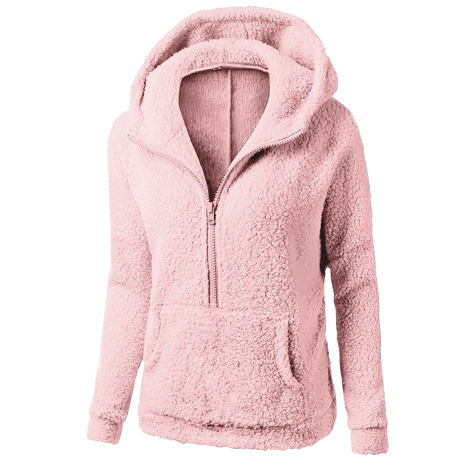 Lovskoo Women's Sherpa Pullover Quarter Zip Solid Color Long Sleeve ...
