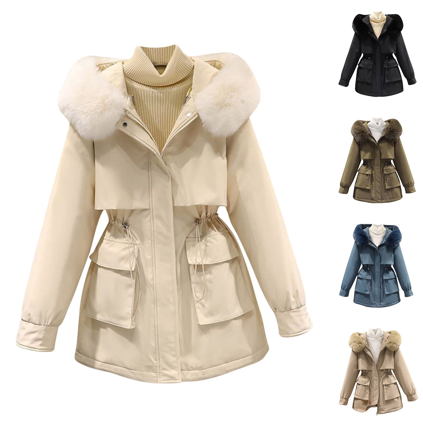 Lovskoo Women's Winter Coats Fleece Parkas Anoraks Hooded Thick Warm ...