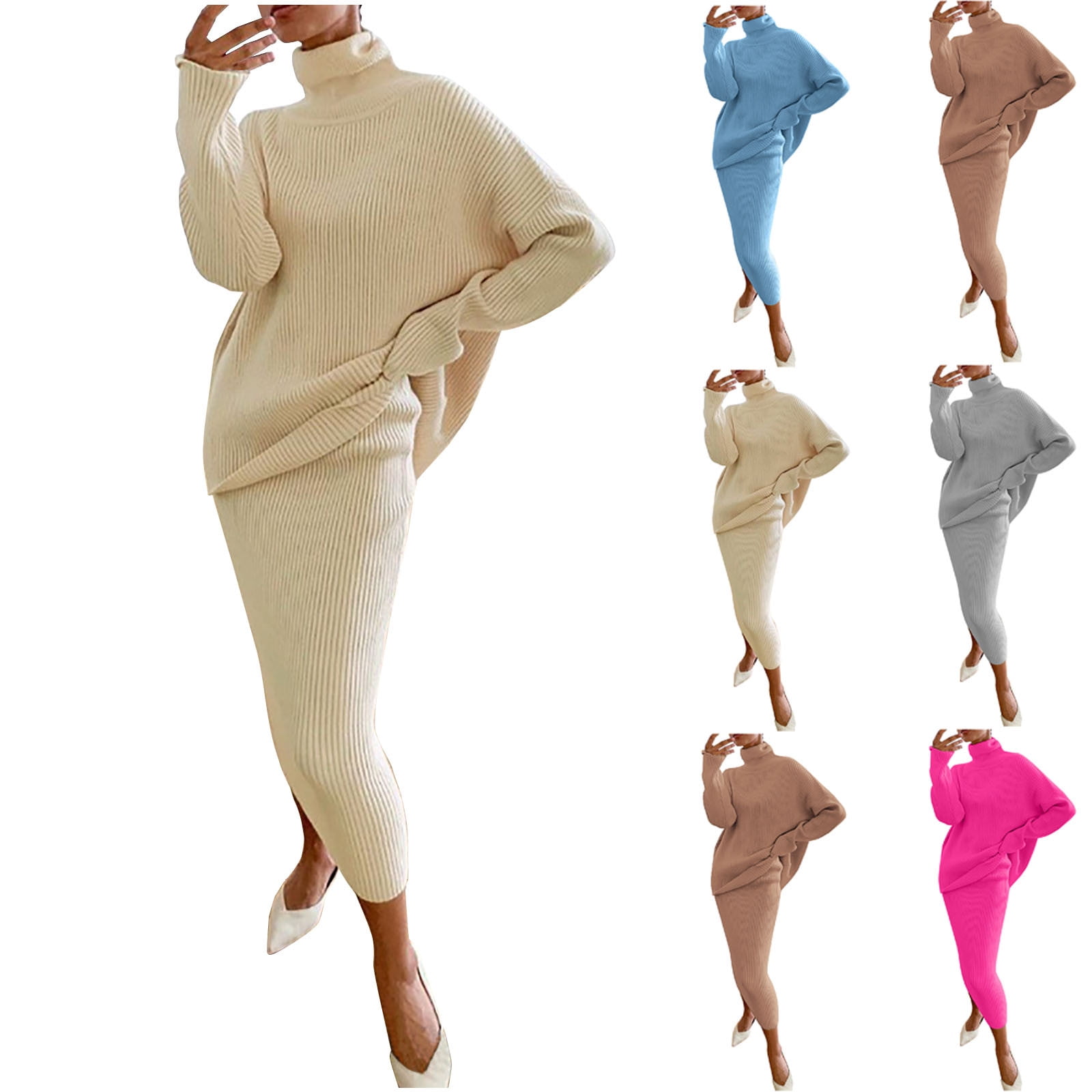 Lovskoo Womens 2023 Fall Two Piece Outfits Ribbed Knit Long Sleeve ...