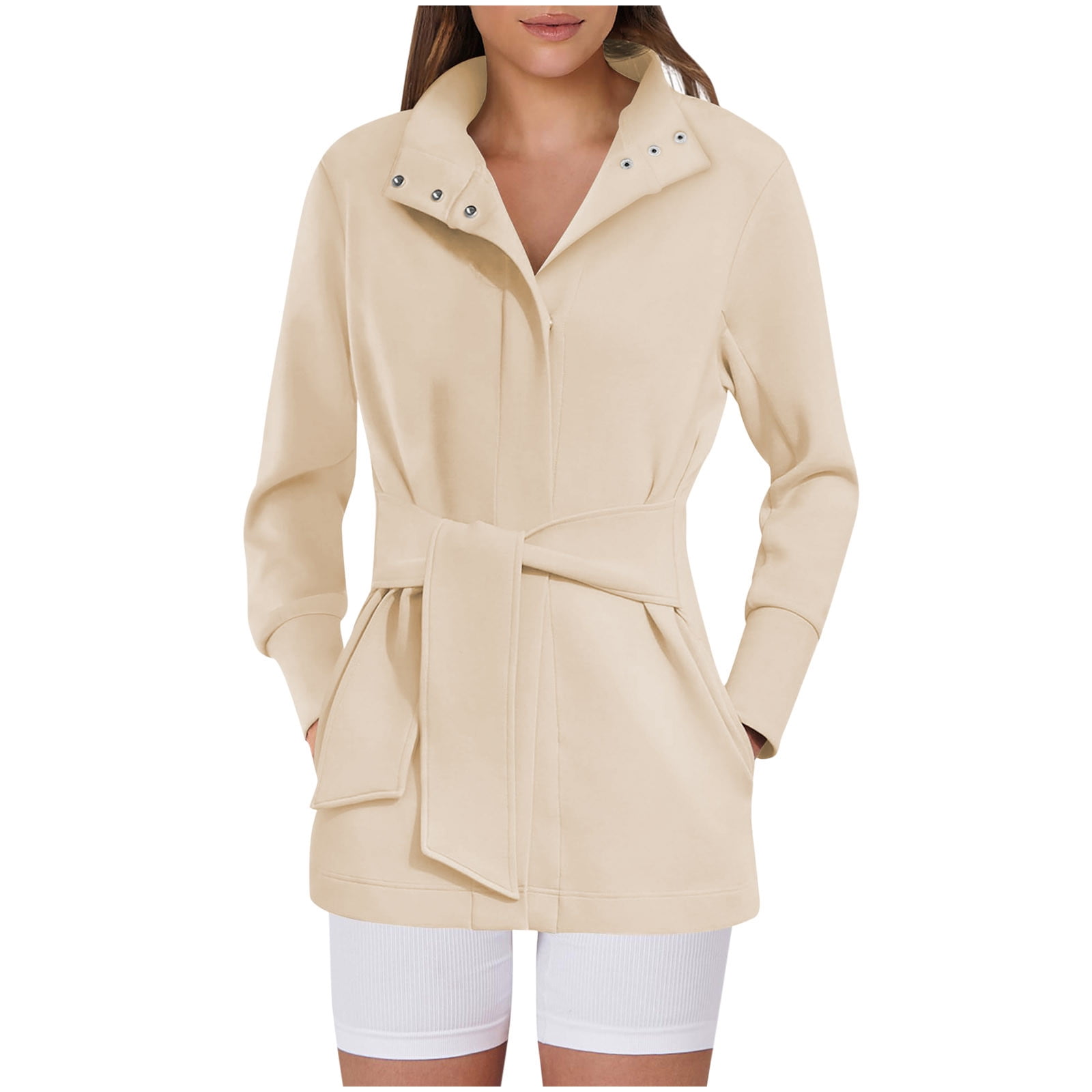 Lovskoo Womens 2025 Trendy Winter Jacket Belted Casual Long Sleeve Wrap ...