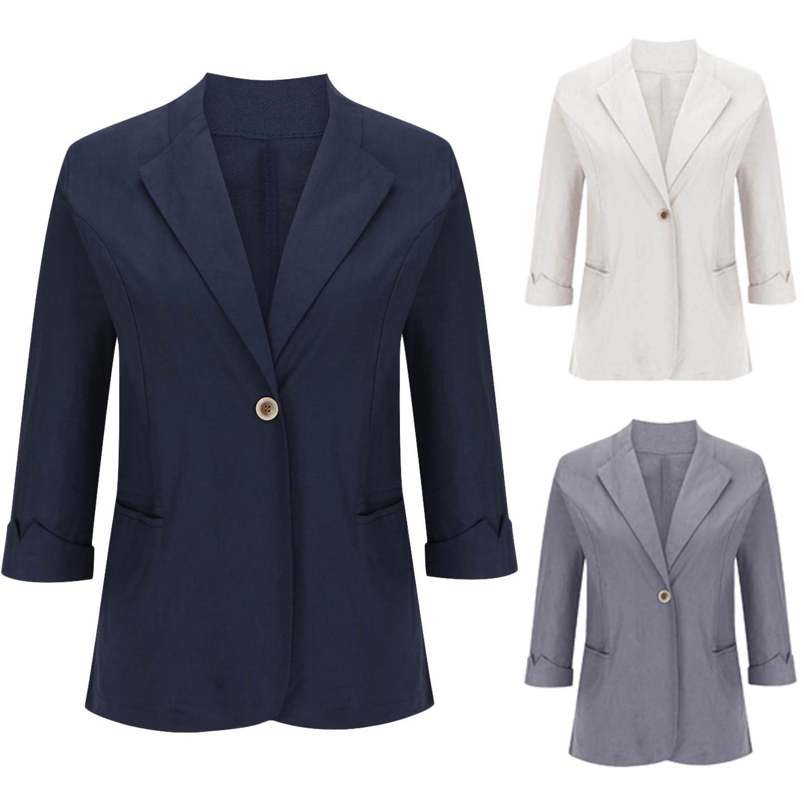 Lovskoo Womens Casual Blazers Open Front Crop Blazer Jacket Comfortable ...