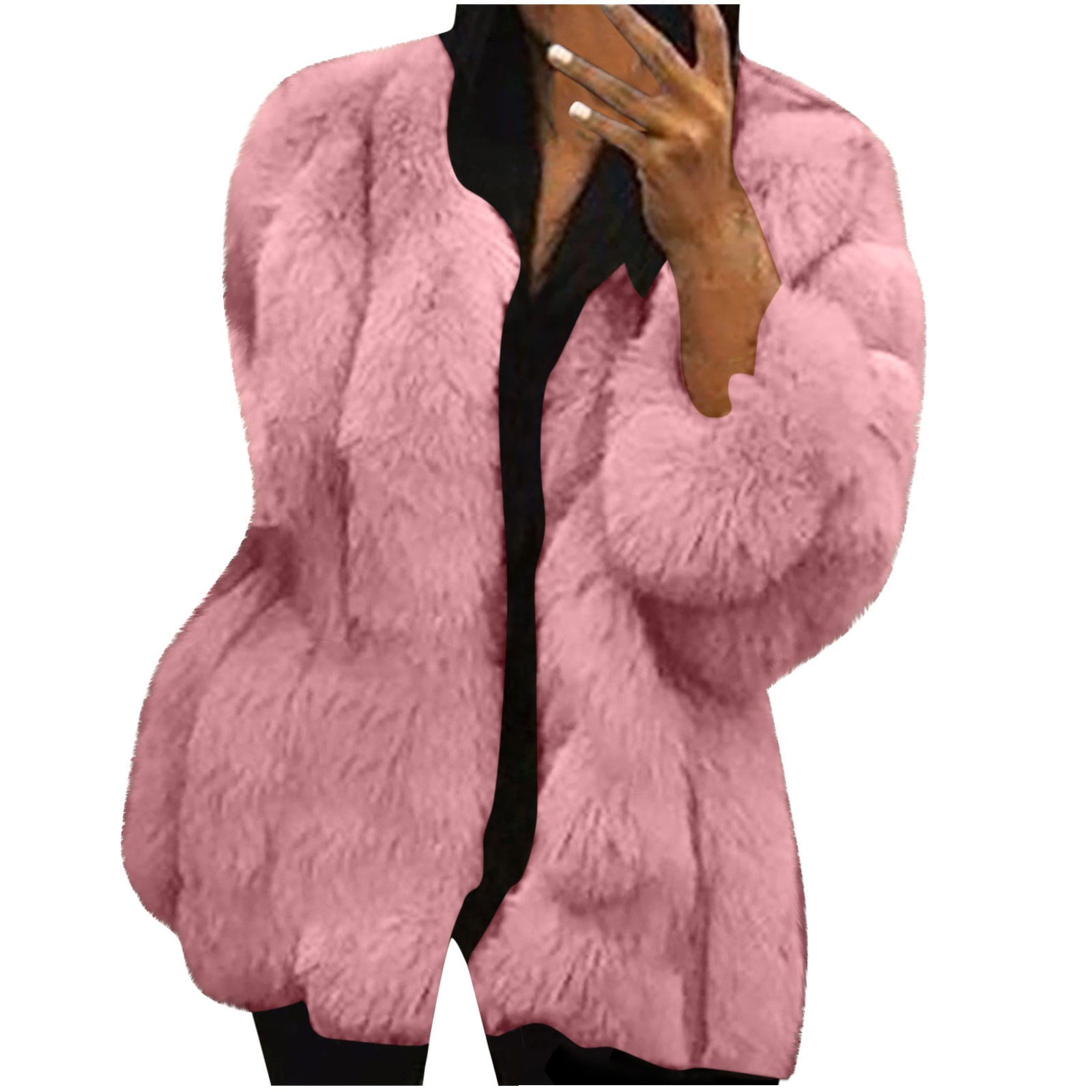 Lovskoo Womens Faux Fur Coats Fuzzy Cardigan Jackets Loose Warm Fall ...