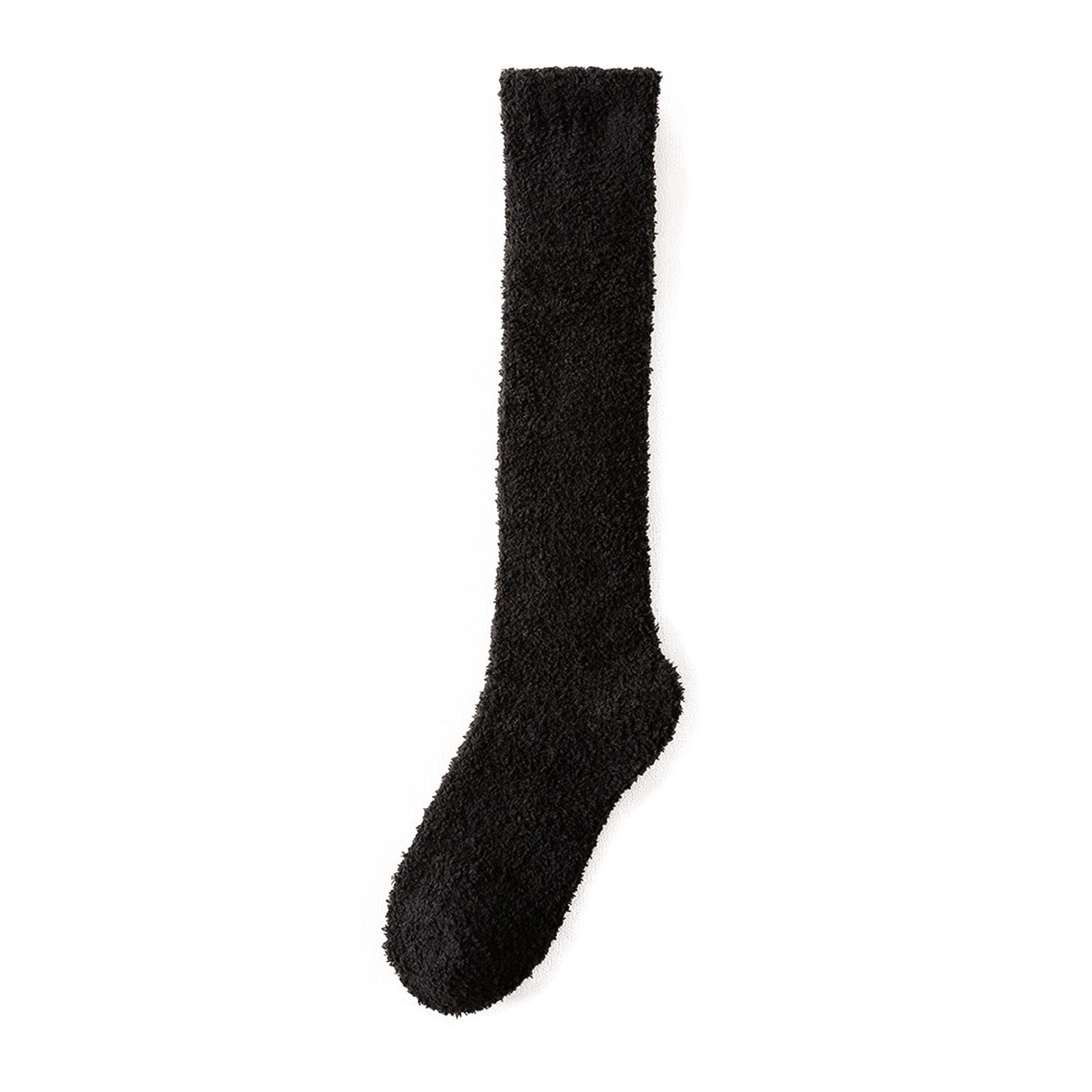 Lovskoo Womens Over Knee High Fuzzy Socks Cute Coral Fleece Thigh High ...