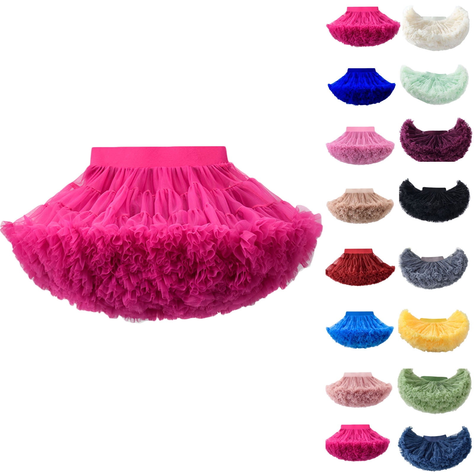 Lovskoo Womens Pleated Tulle Petticoat Tutu Puffy Skirt Short Soft Yarn ...