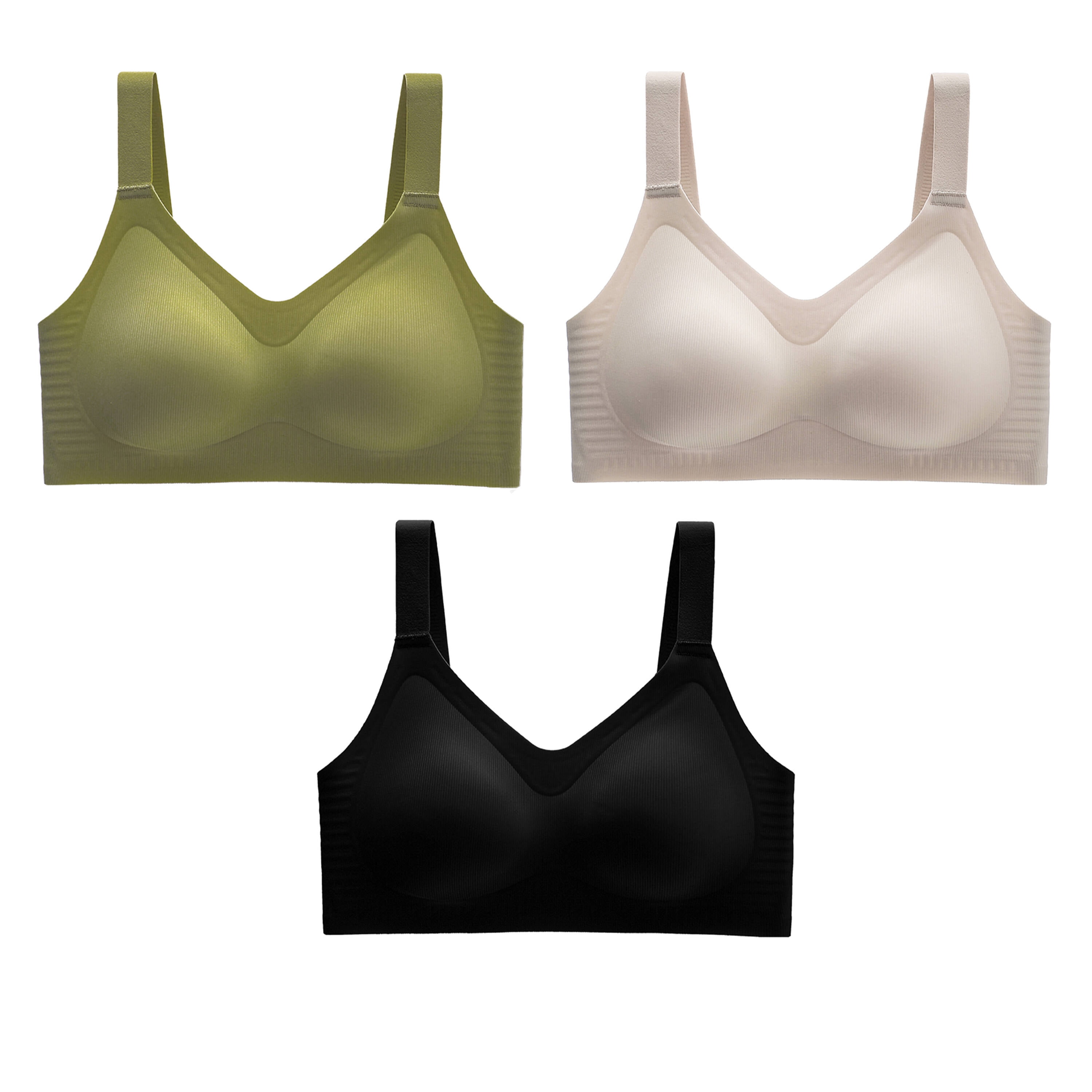 Lovskoo Womens Plus Bra Seamless Pack 3PC Ice Comfortable Bra Wireless ...