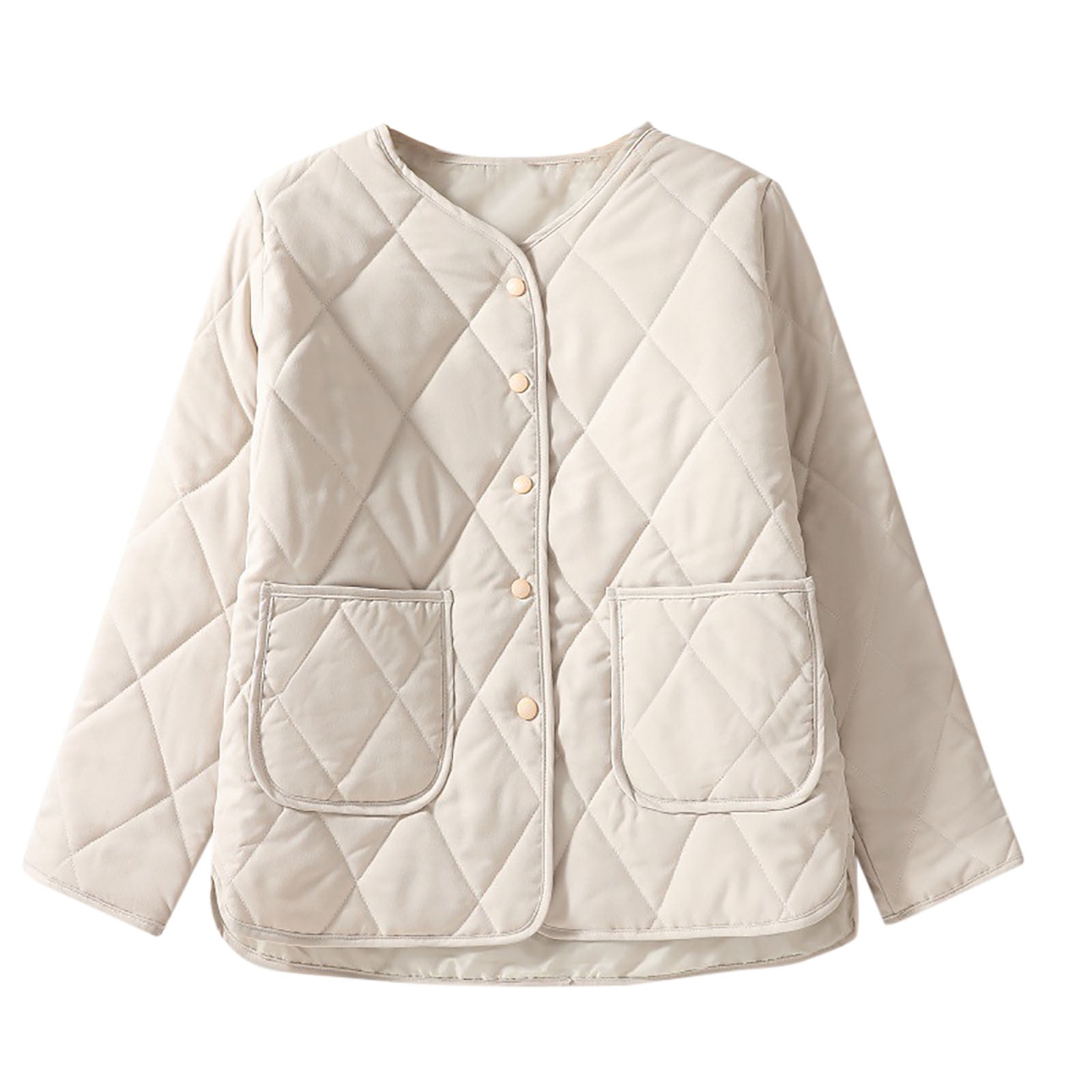 Lovskoo Womens Winter Coats Quilted Jacket Long Sleeve Diamond Plaid ...