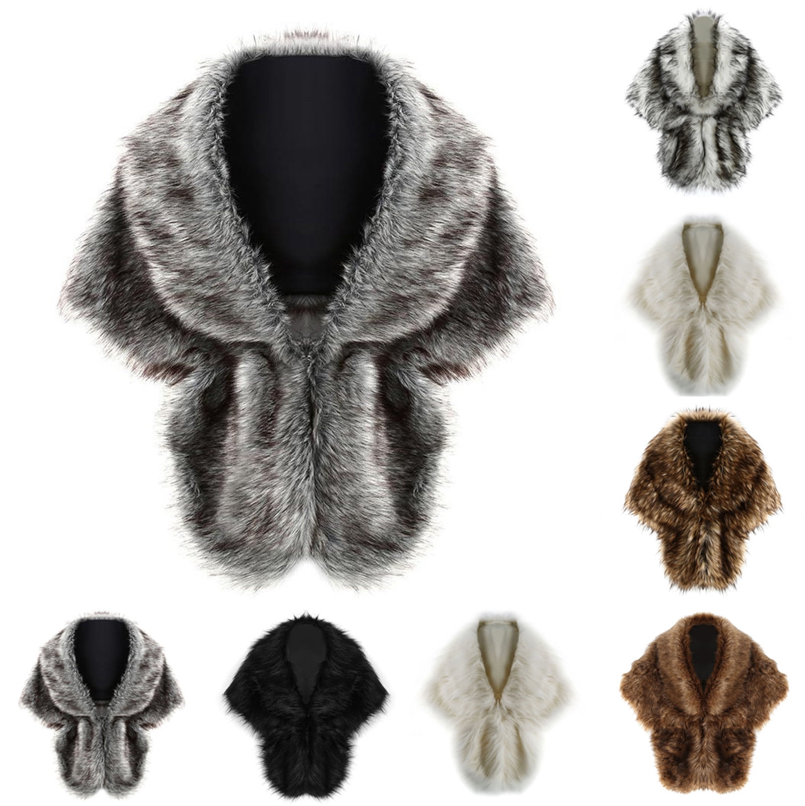 Lovskoo Womens Winter Faux Fur Cape Coat Thick Warm Open Front Cardigan ...
