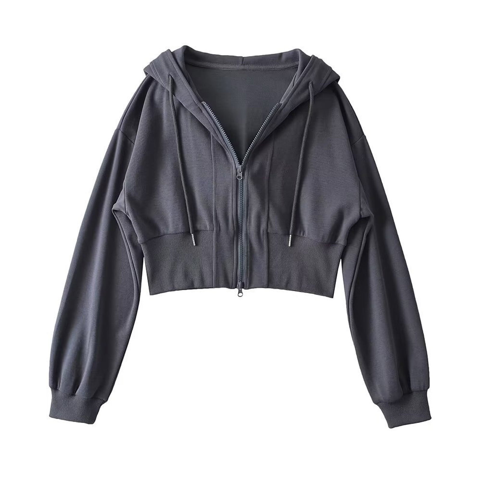 Lovskoo Womens Zip Up Hoodies Cropped Sweatshirts Spring Fall Clothes ...