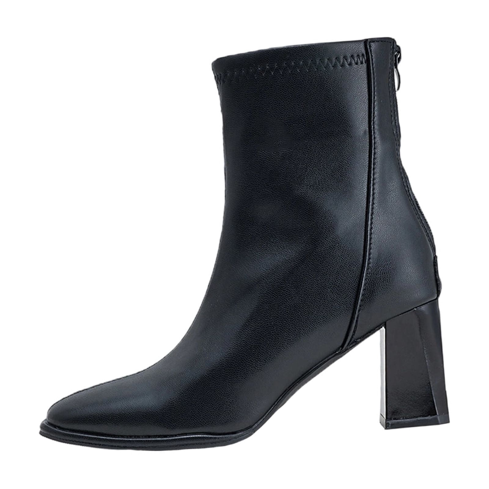 Lovzfmll Ankle Boots for Women, Chunky Ankle Square Toe Mid Heel ...