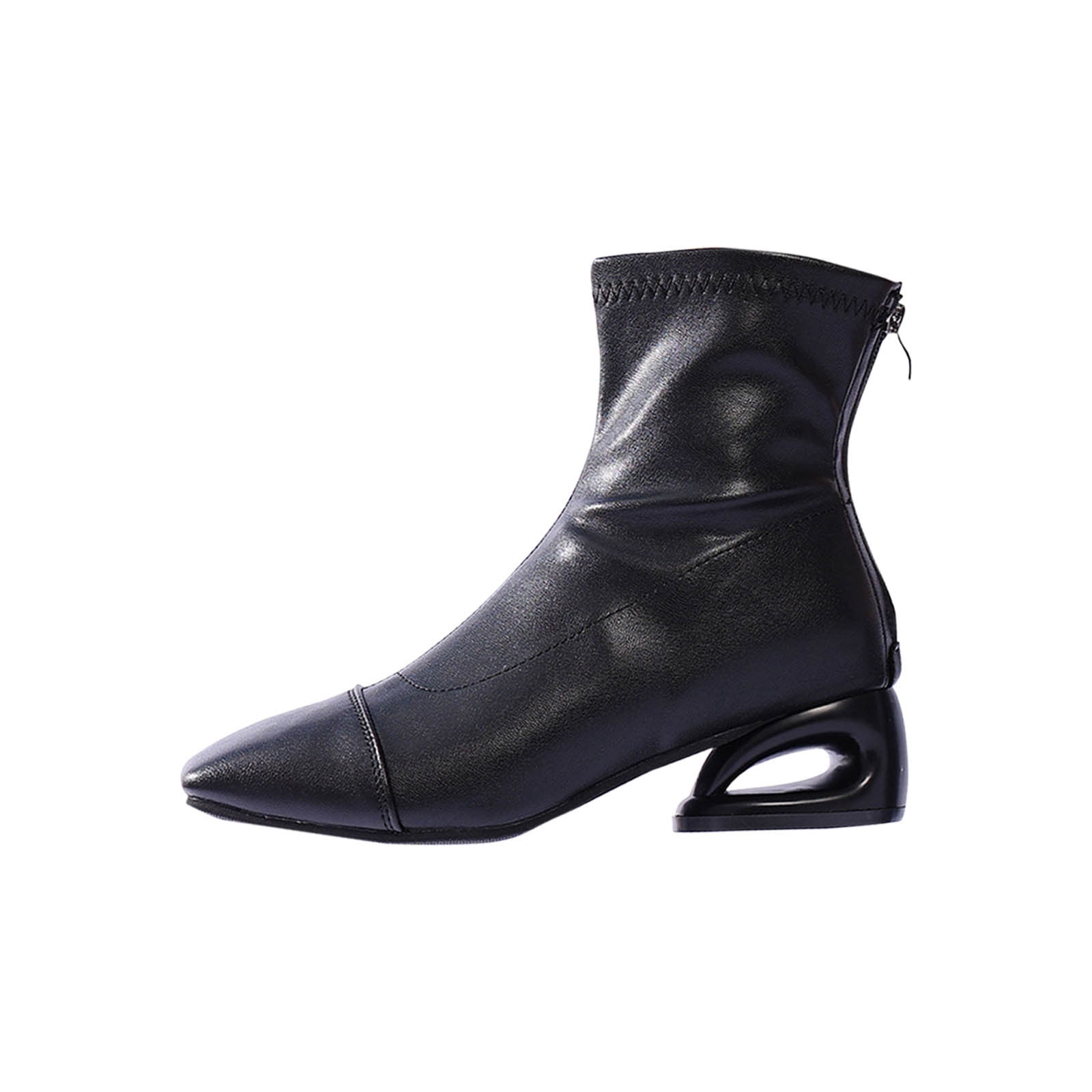 Lovzfmll Ankle Boots for Women, Square Toe Boots Back Zipper Unique Low ...