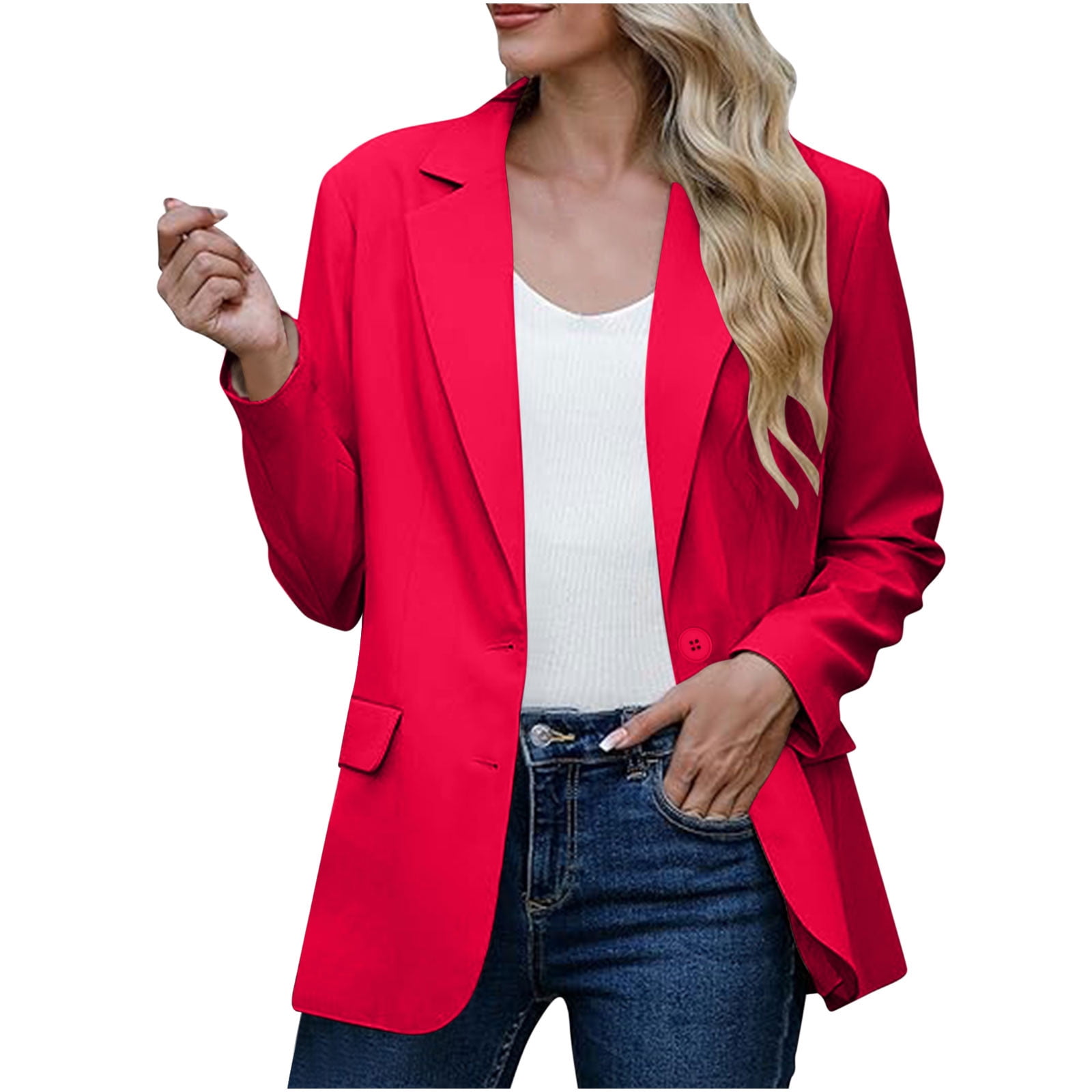 Lovzfmll Blazers for Women, Office Blazer with Shoulder Pads, Open ...