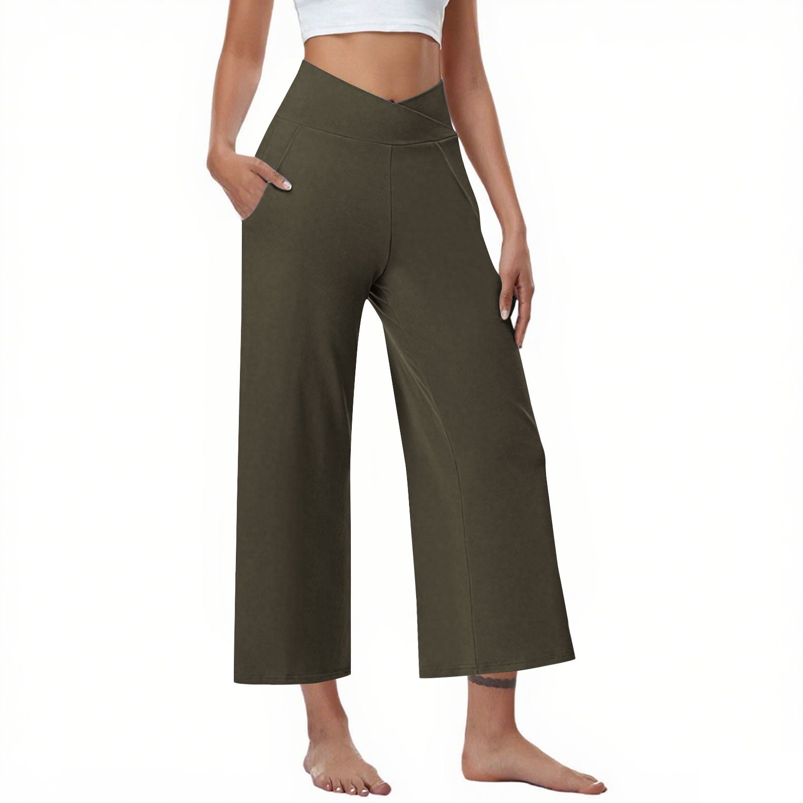 Lovzfmll Cropped Pants for Women, Loose Fit Sport Pants with Pockets ...