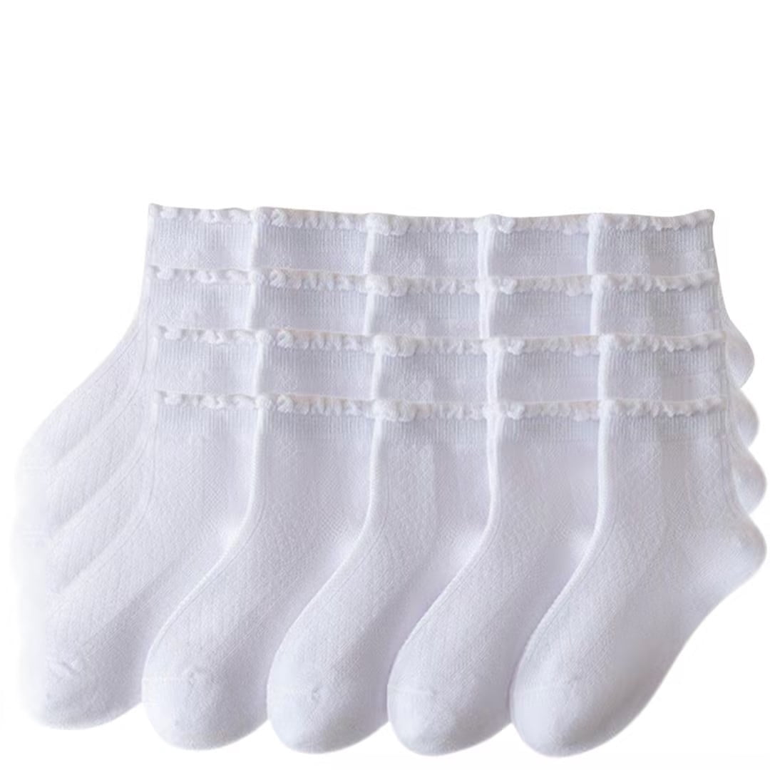 Lovzfmll Girls Crew Socks 10-Pair Pack, Lace Trim Breathable Comfort ...
