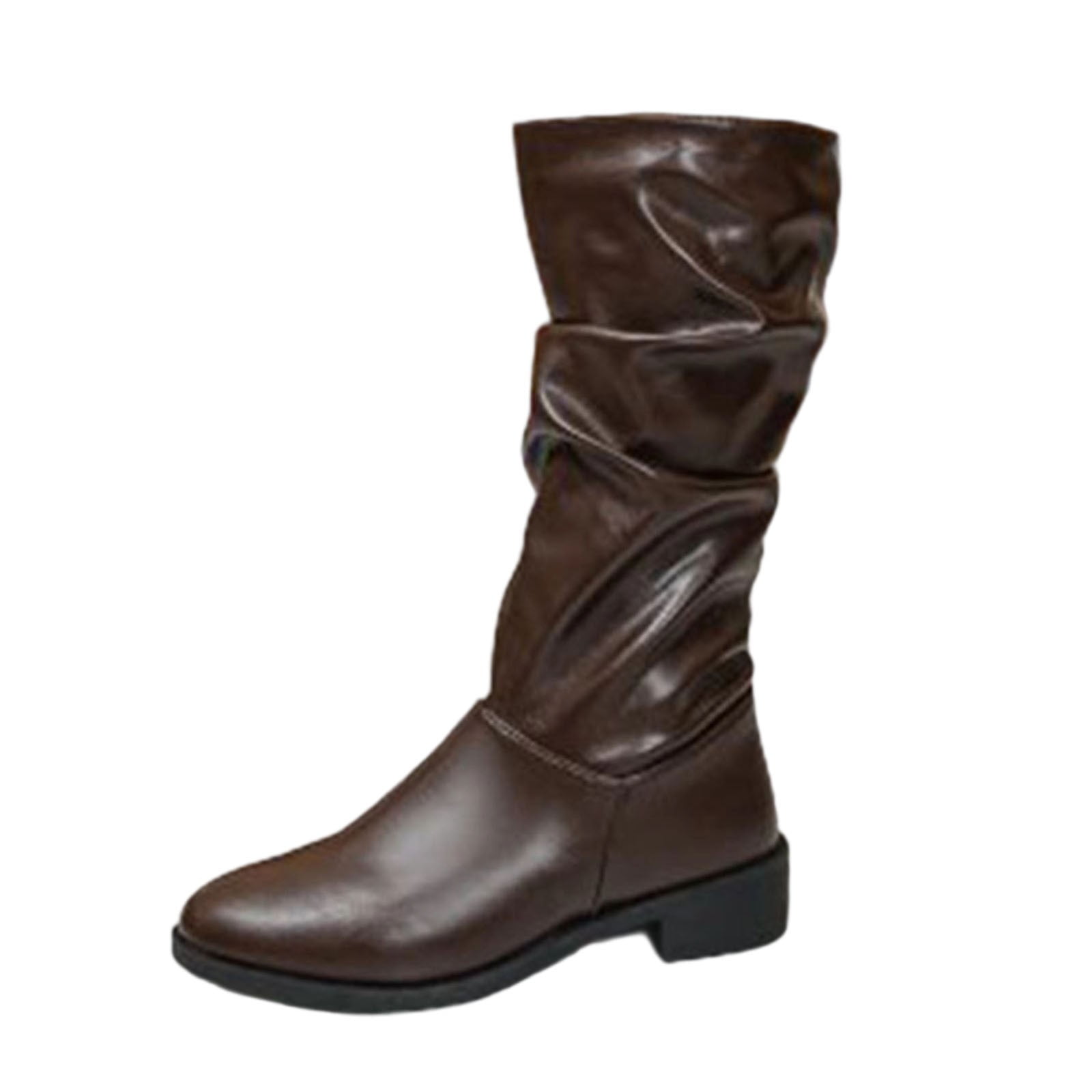 Lovzfmll Knee High Boots Women, Stacked Knee High Riding Wrinkle, Block ...