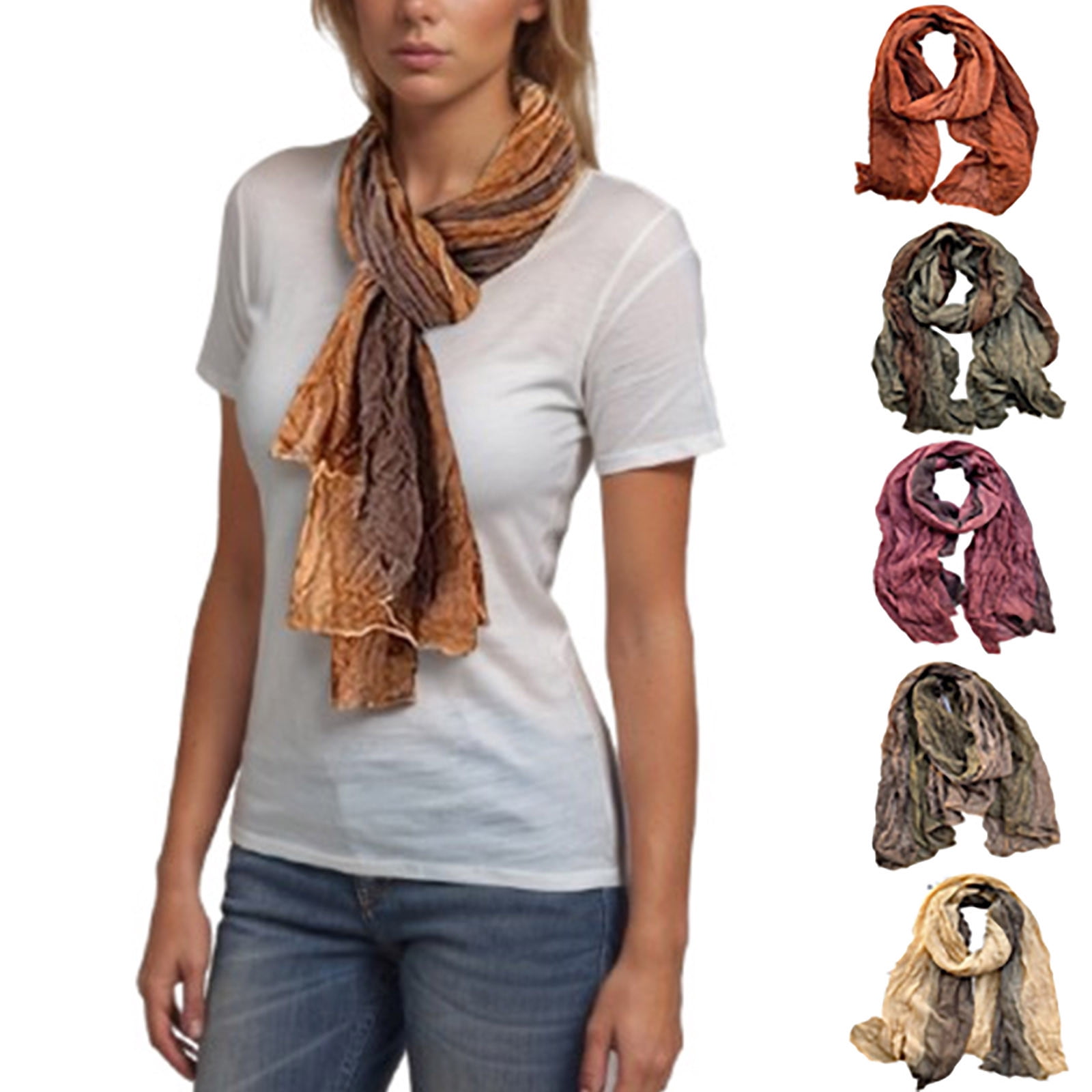 Lovzfmll Long Scarf for Women, Vintage Crinkle Soft Shawl Wrap for ...