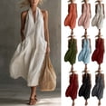 Lovzfmll Maxi Sundress with Pocket for Women, Loose Halter Neck ...