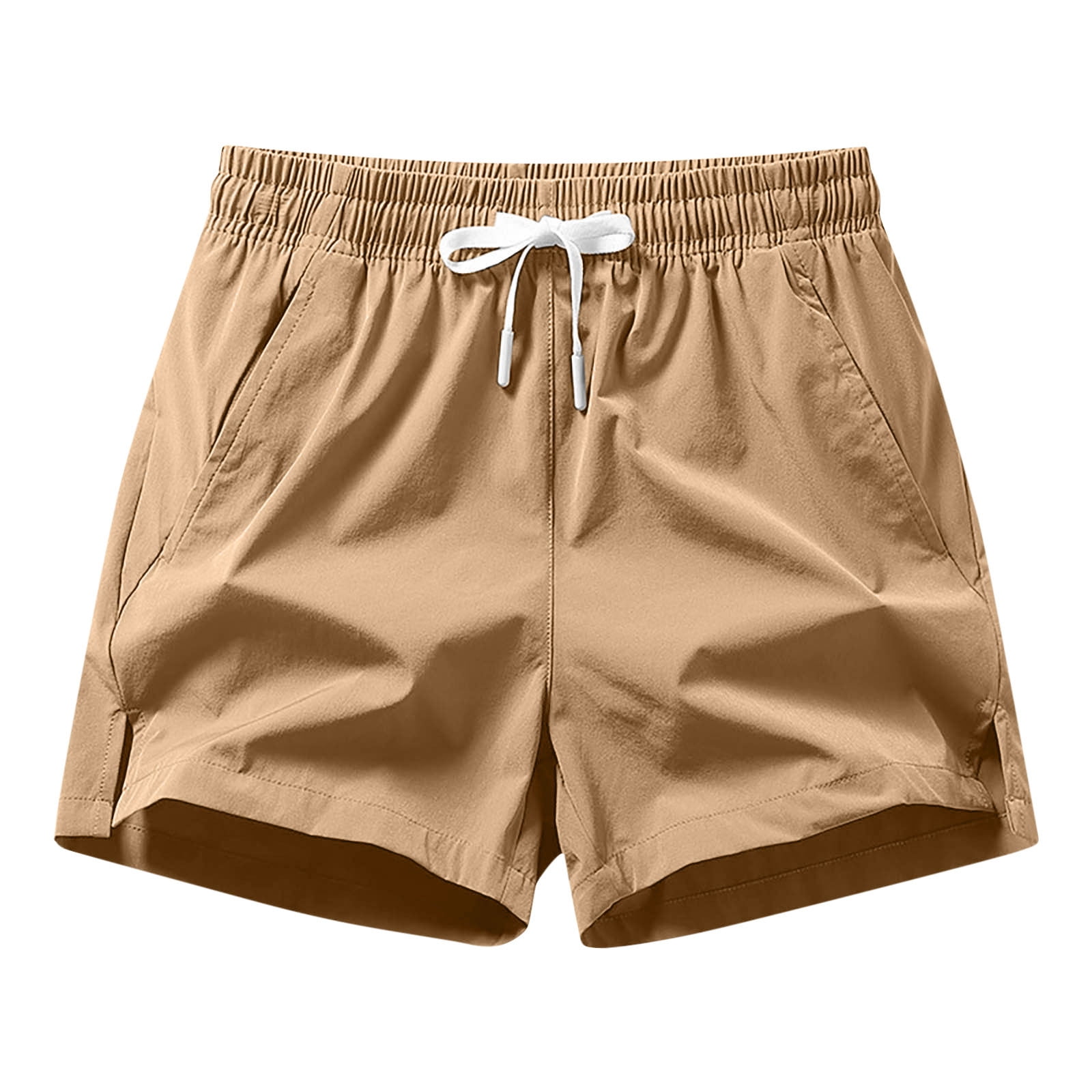 Lovzfmll Men's Comfort Casual Shorts, Solid Color Elastic Drawstring ...