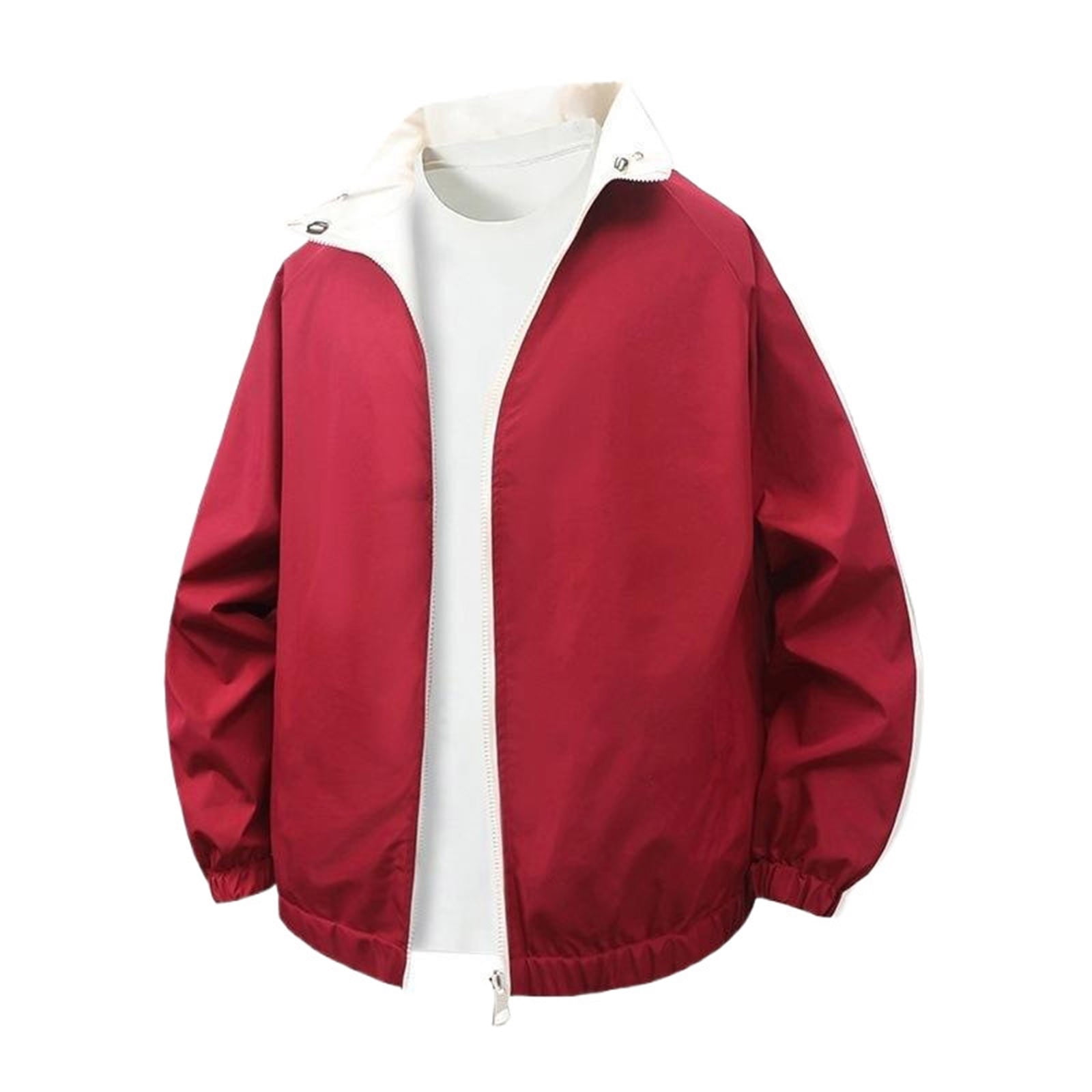Lovzfmll Men's Reversible Jacket, Double Sided, Stand Collar Zip Front ...