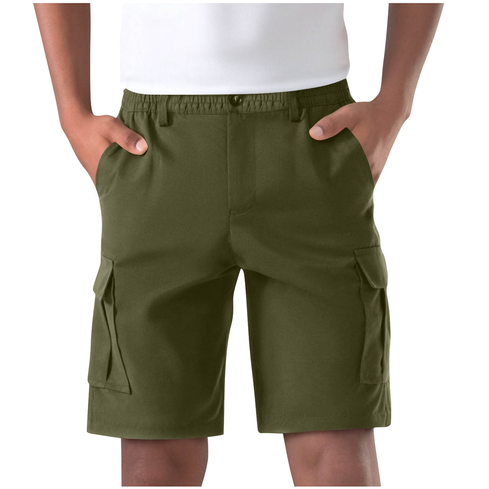 Lovzfmll Men's Utility Cargo Shorts, Elastic Waist with Button & Zipper ...
