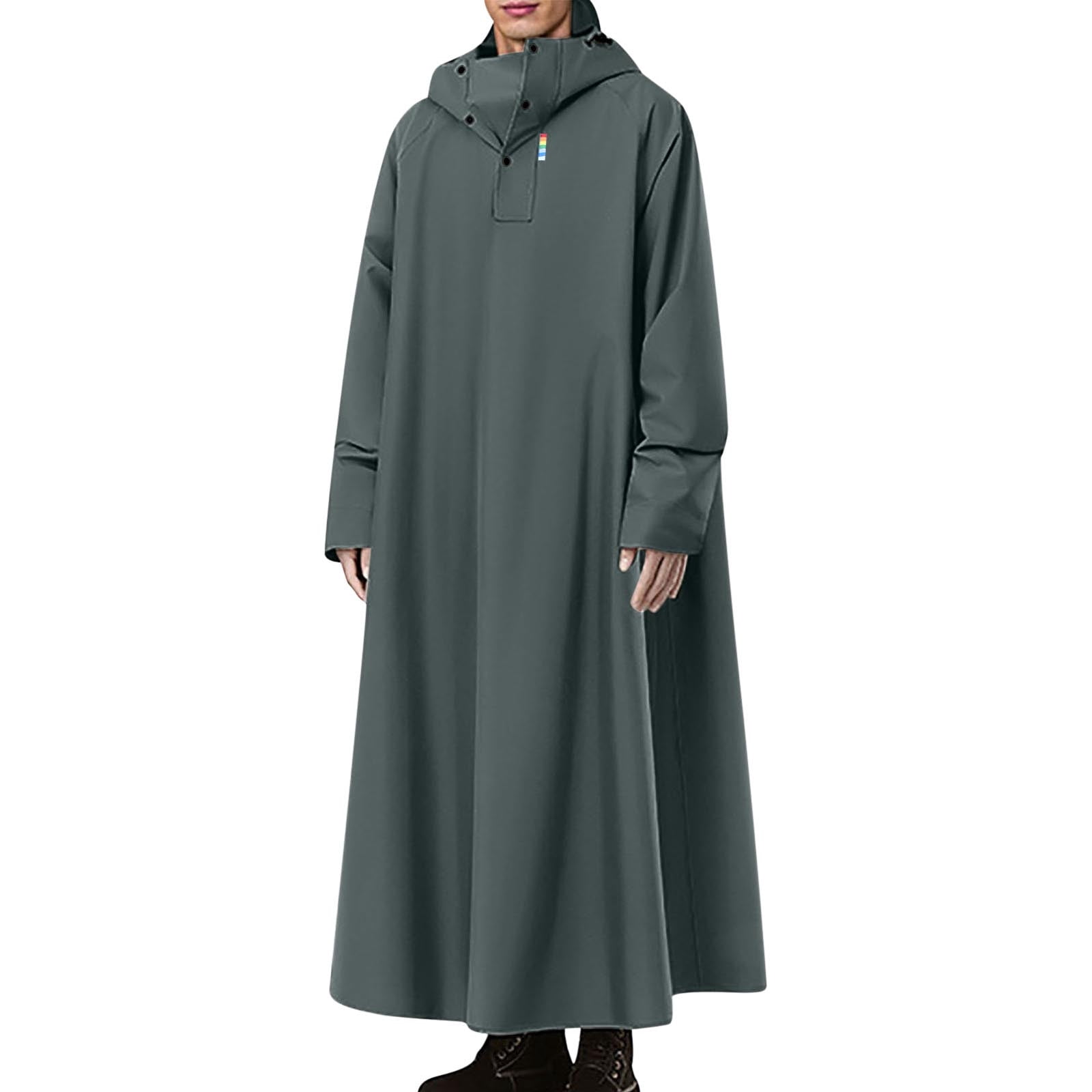 Lovzfmll PVC Raincoat for Men, Pullover Half Button, Long Waterproof ...
