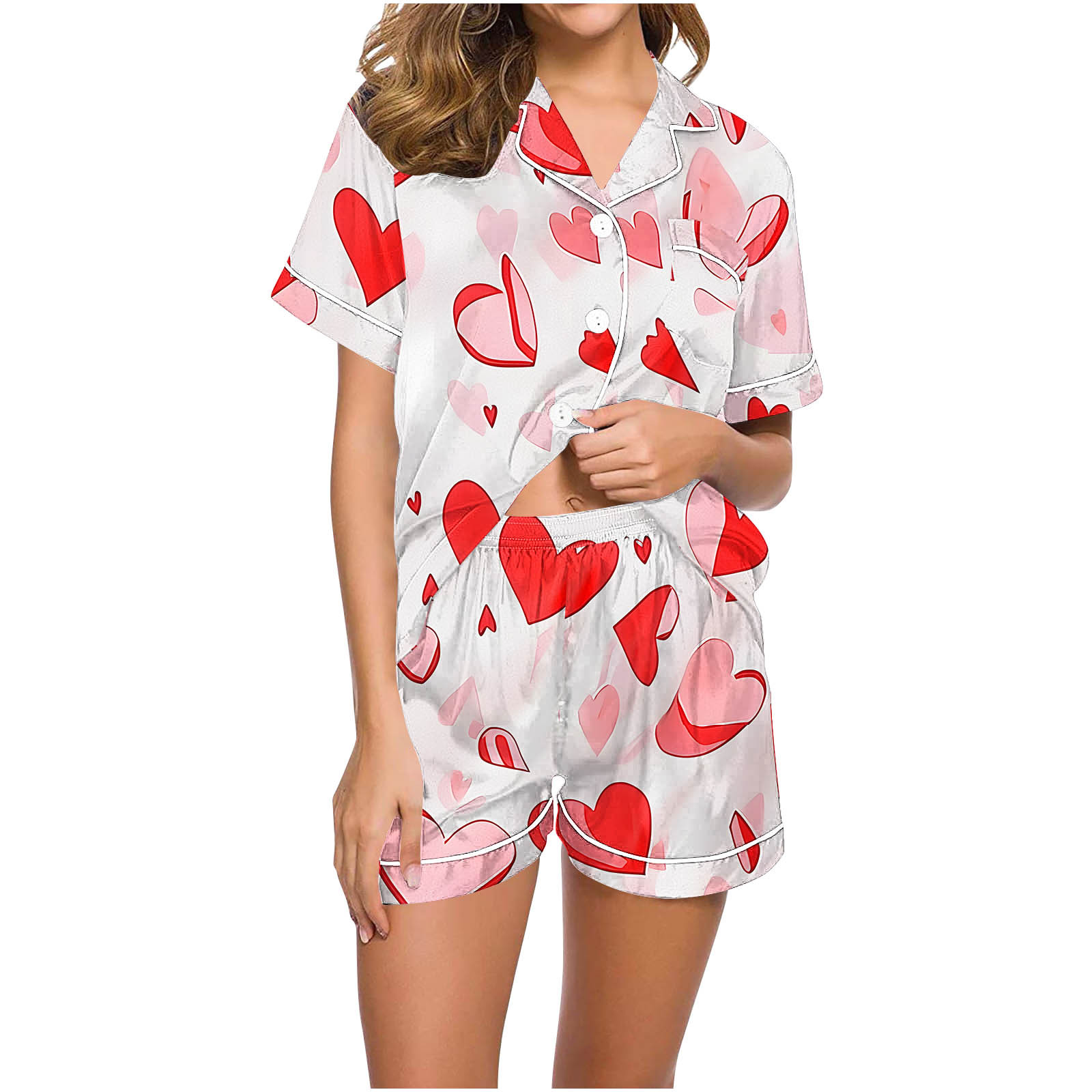Lovzfmll Pajama Set for Women, Valentine's Day Print Short Sleeve Set ...