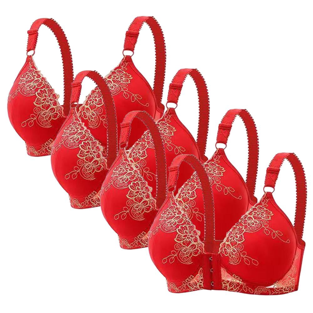 Lovzfmll 4PC Women's Front Closure Bras Wireless Bralette Wrapped Up ...