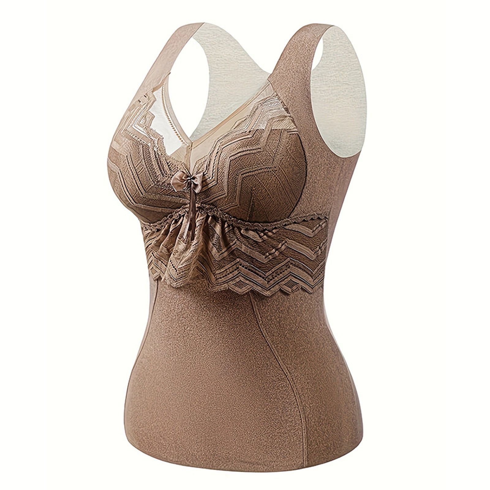 Lovzfmll Women's Thermal Tank Elegant Lace Trim, with Built-in Bra and ...