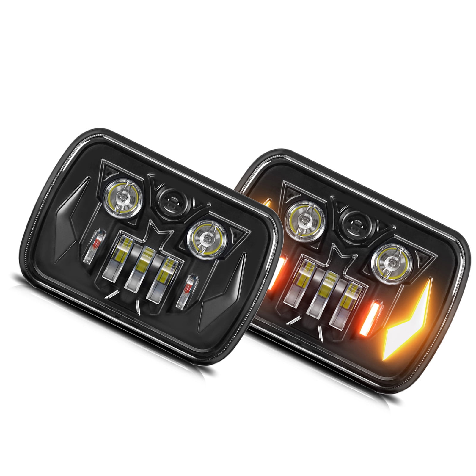 Low 2 PCS 5x7'' LED Headlights, 7x6'' Rectangular Headlamps With High ...