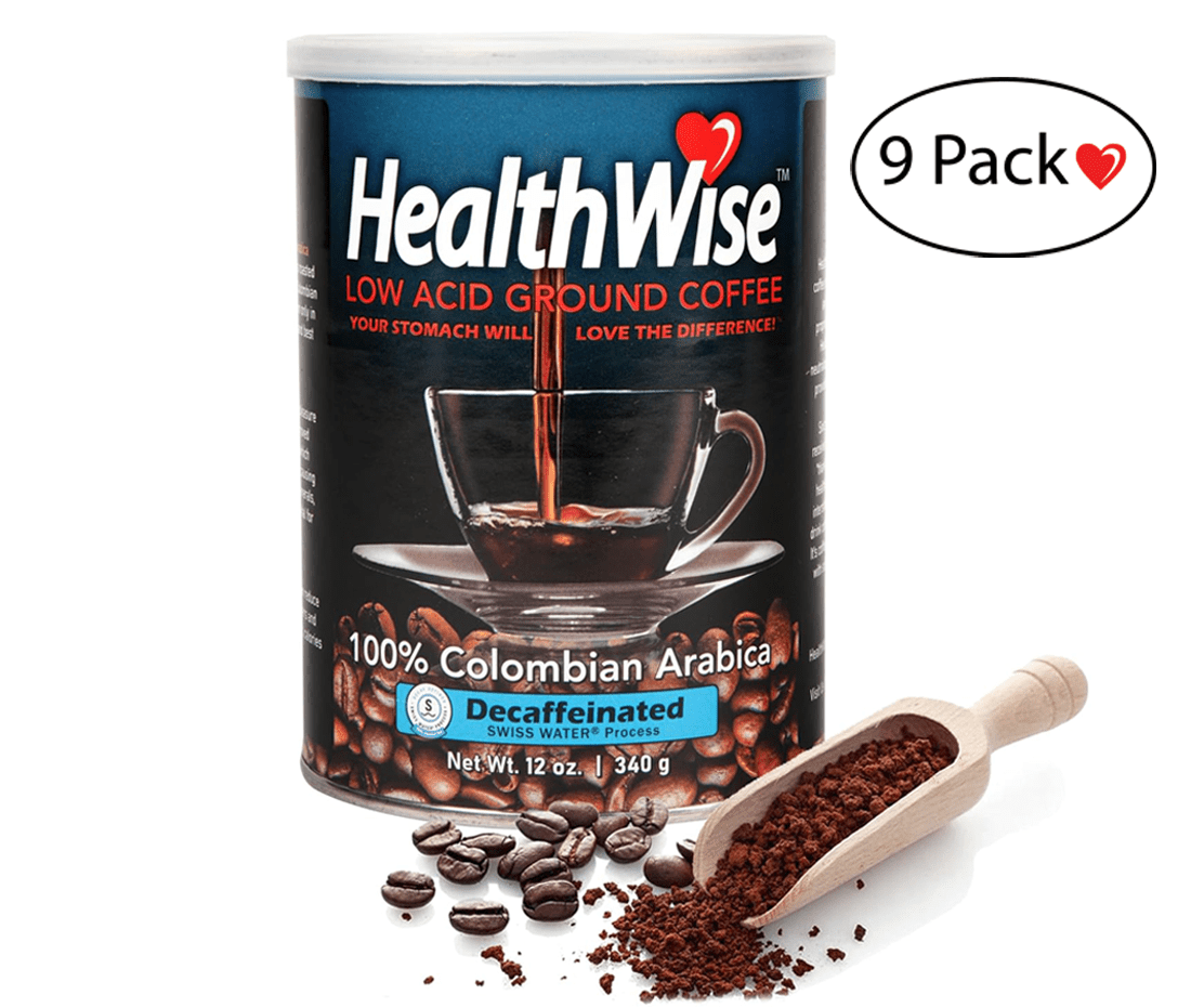 HealthWise Low Acid 100% Colombian Gourmet Supremo Decaf Coffee, Swiss ...