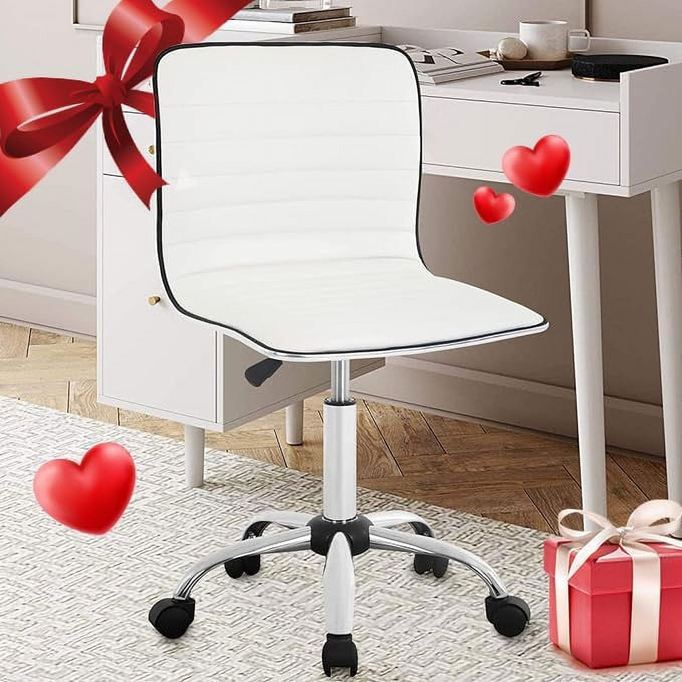Low Back Desk Chair Armless Leather Swivel Office Chair Adjustable ...
