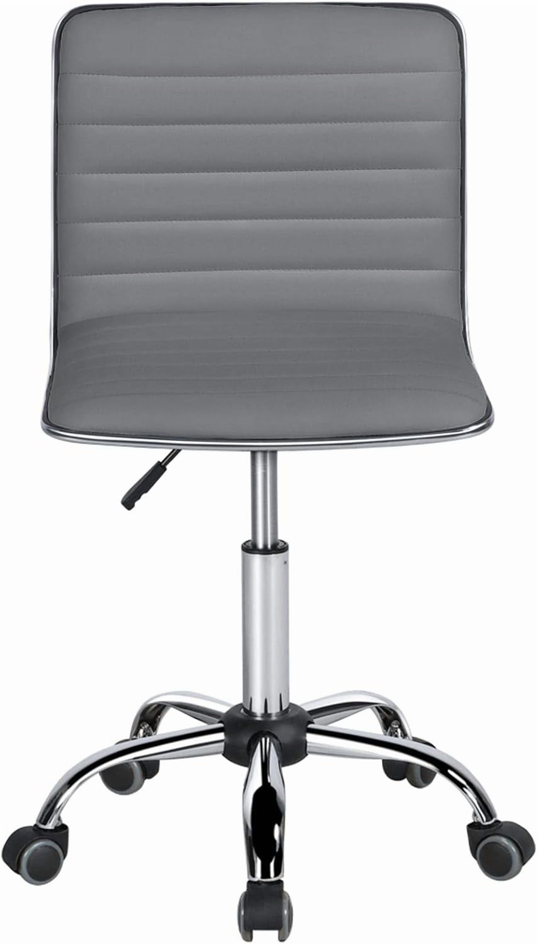 Low Back Faux Leather Ribbed Armless Swivel Task Chair with Swivel ...