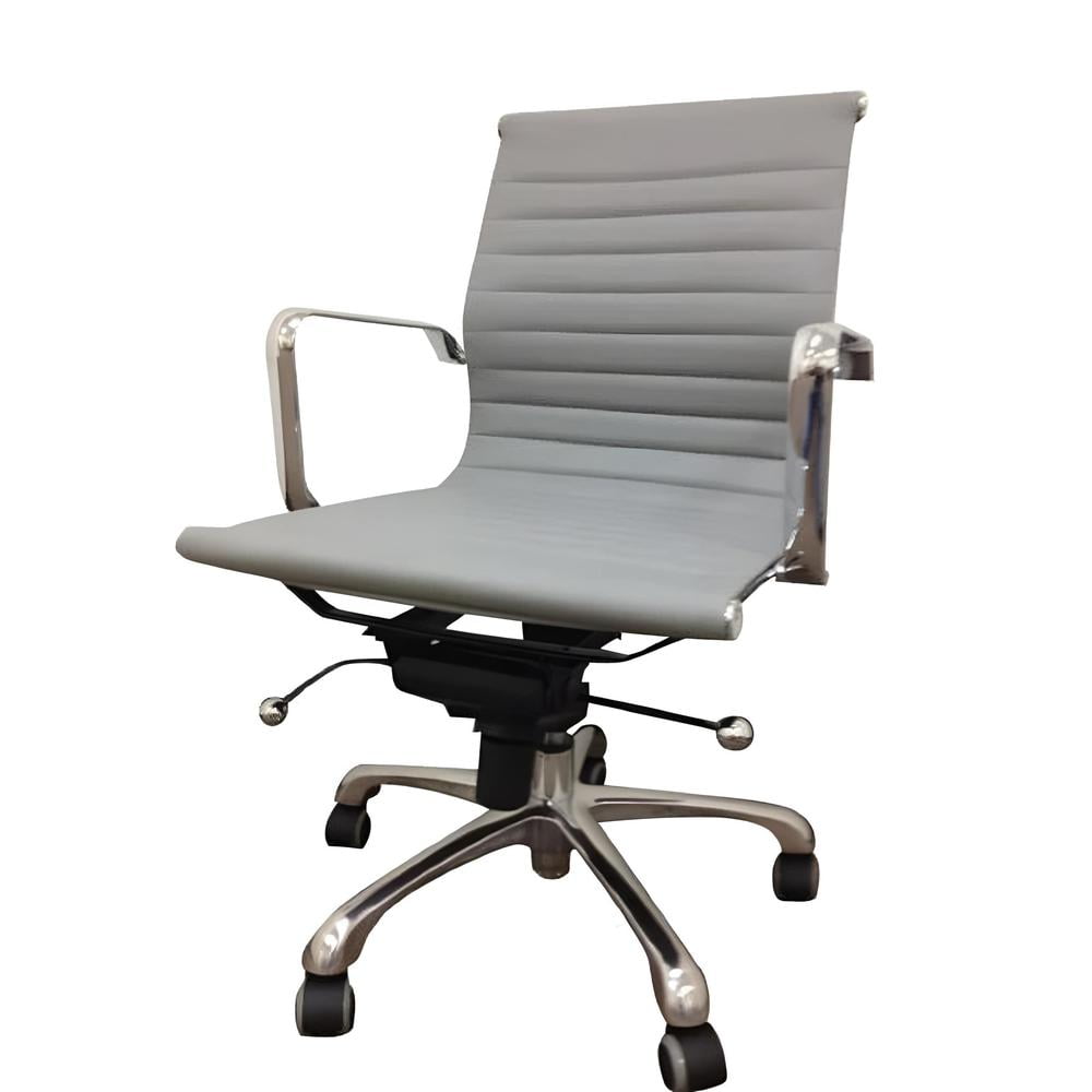 Low Back Gray Leather Office Chair with Recliner Locks Swivel - Walmart.com