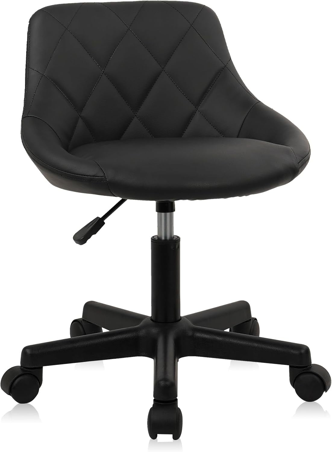 Low Back Rolling Stool PU Leather Vanity Stools, Adjustable Height ...