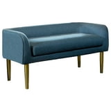 Low Back Upholstered Bench Blue and Gold - Walmart.com