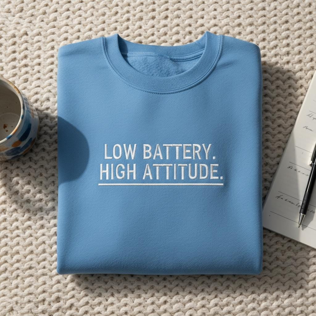 Low Battery High Attitude embroidered hoodie, Sarcastic Grumpy Quote ...