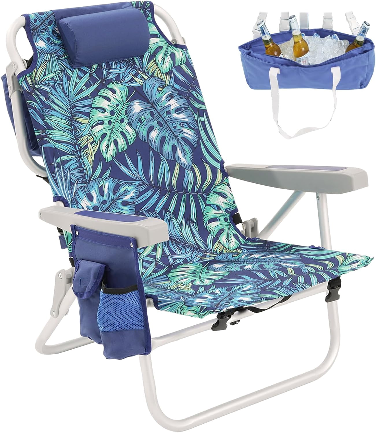 Low Beach Chair with 5-Position Recline, Portable Folding Design ...